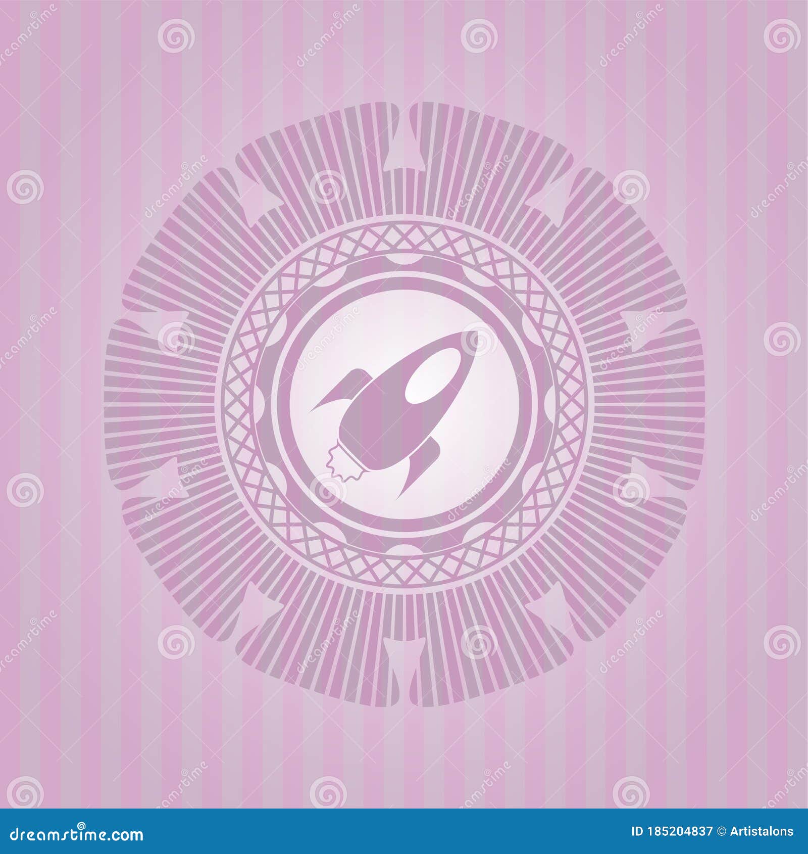 Rocket Icon Inside Pink Emblem. Detailed Stock Vector - Illustration of ...