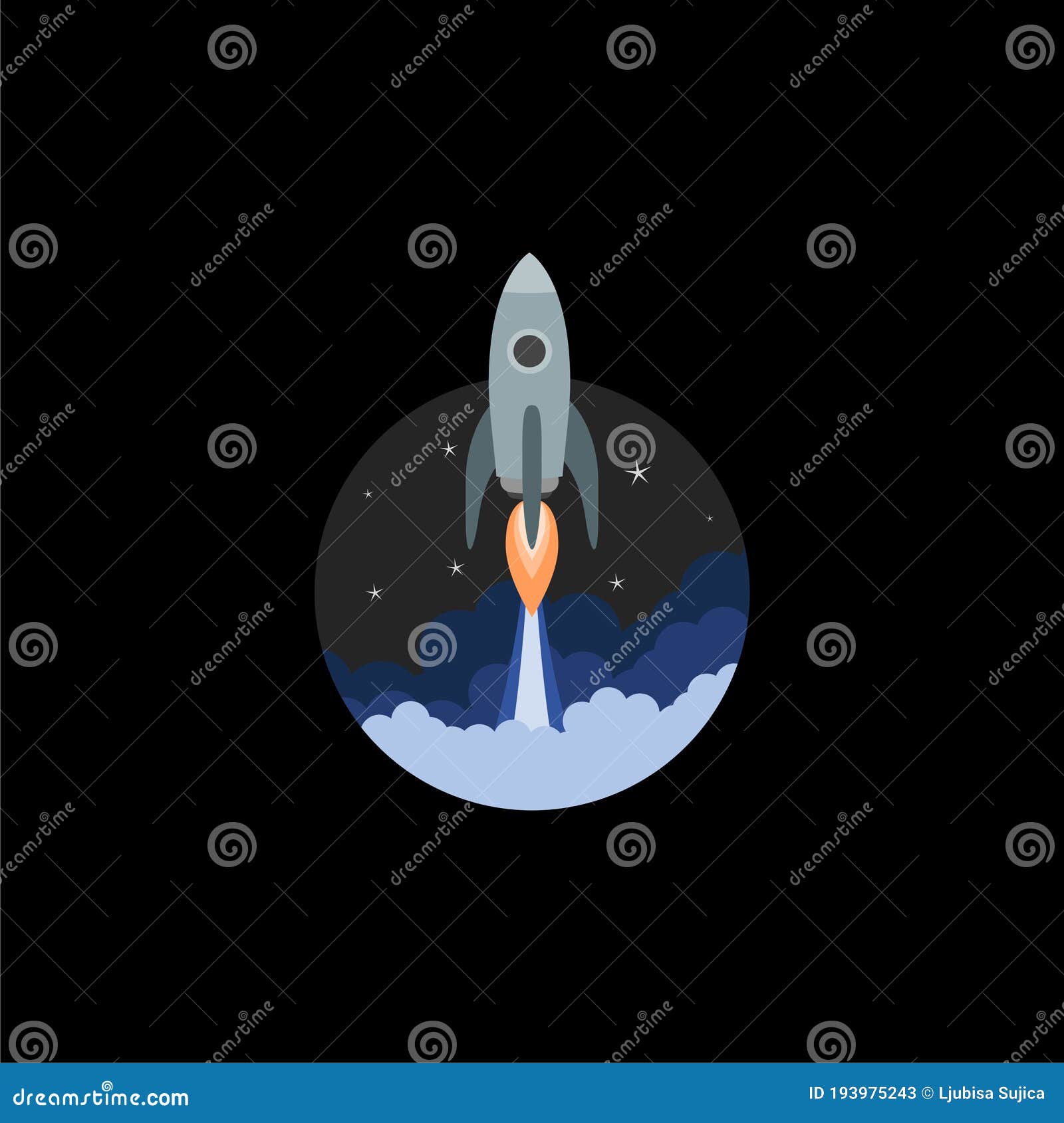 Rocket Icon Isolated on Dark Background Stock Vector - Illustration of ...