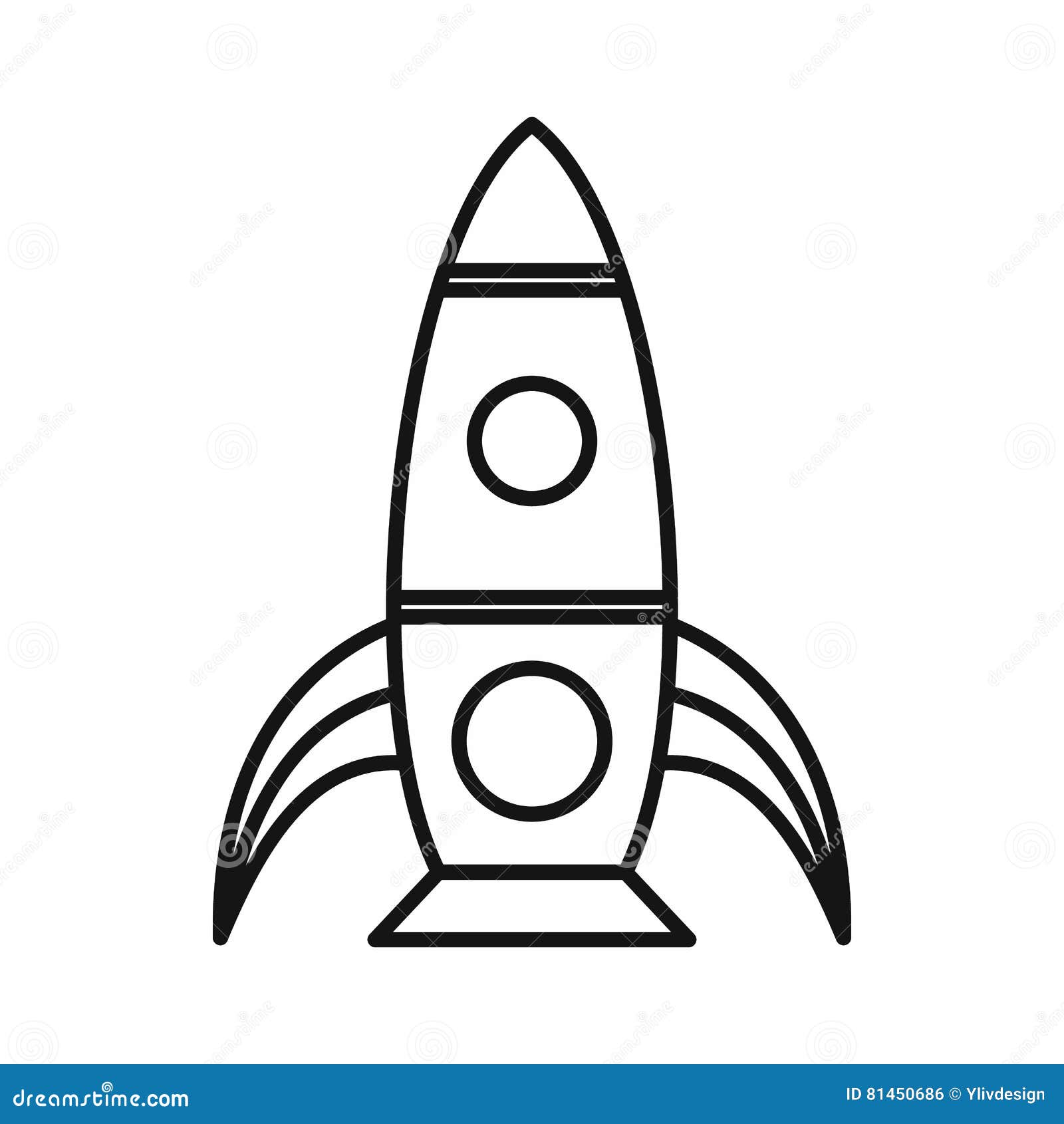 Rocket icon, outline style stock vector. Illustration of science - 81450686
