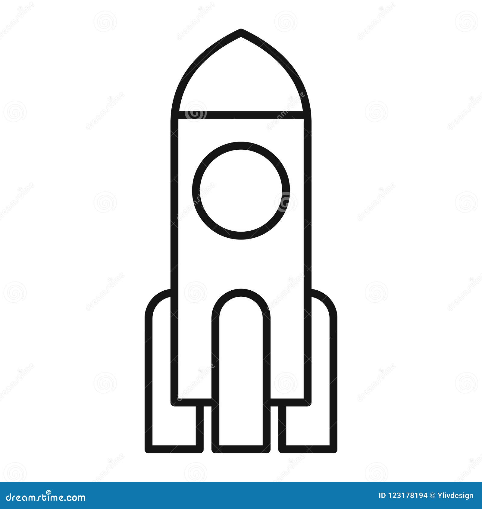 Rocket icon, outline style stock illustration. Illustration of planet ...