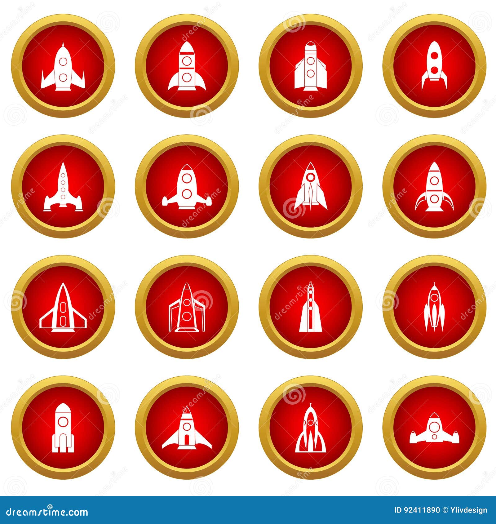 Rocket icon red circle set stock vector. Illustration of graphic - 92411890