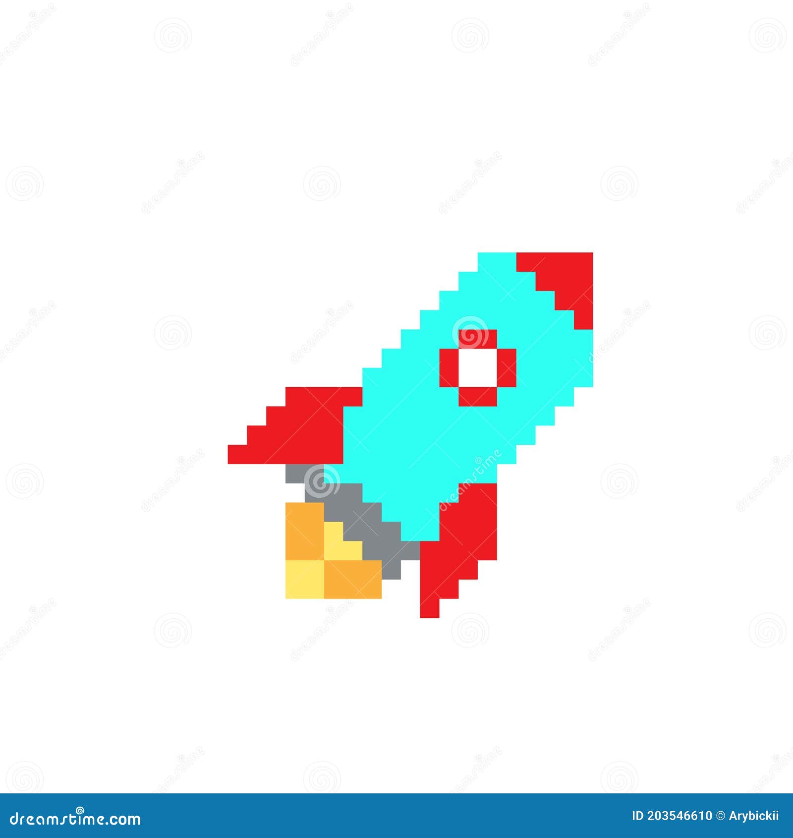Rocket Icon in Retro Game Style Stock Vector - Illustration of launch ...