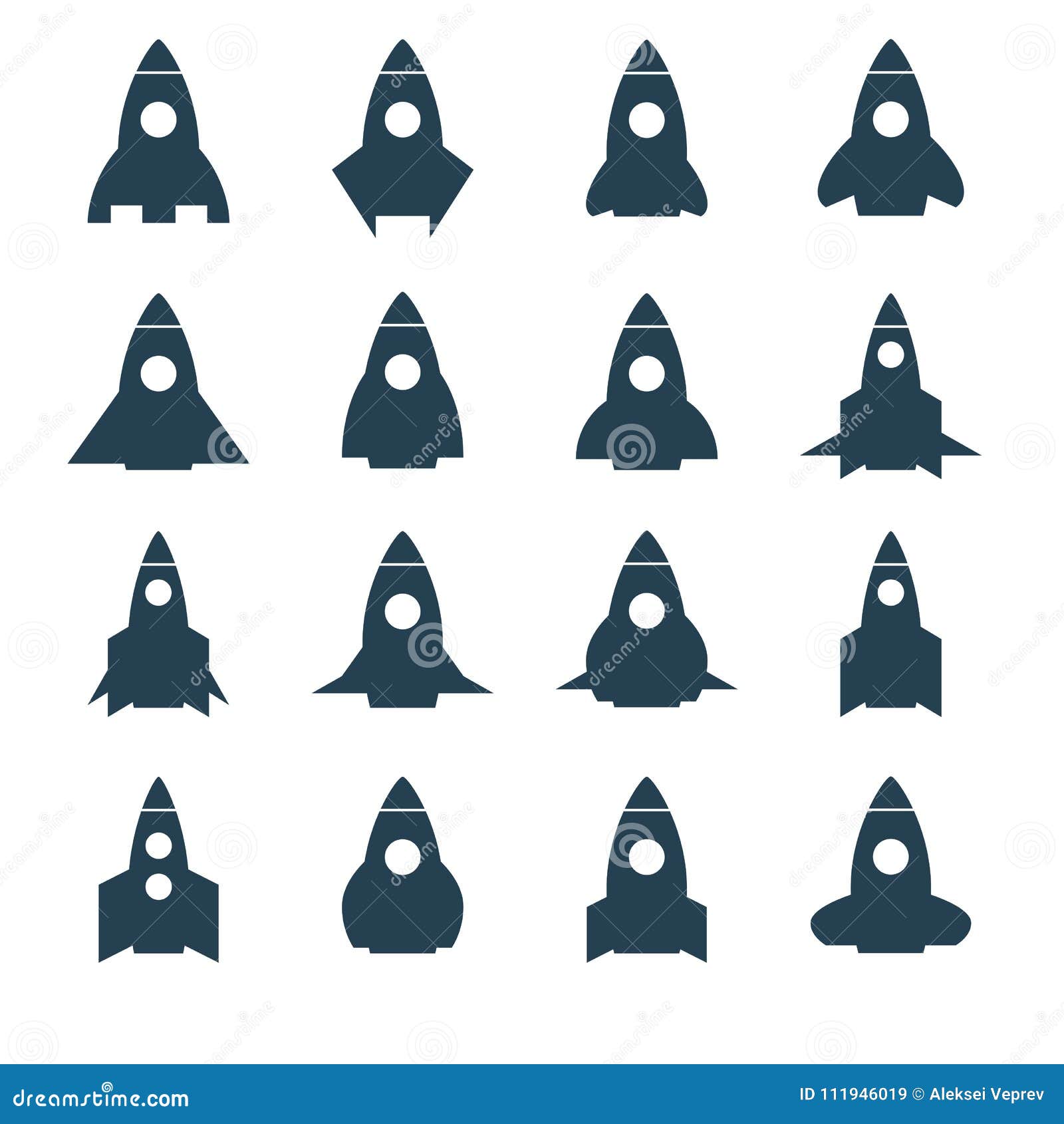Rocket Icon and Rocket Silhouette Vector Set. Icon Design Rocket ...