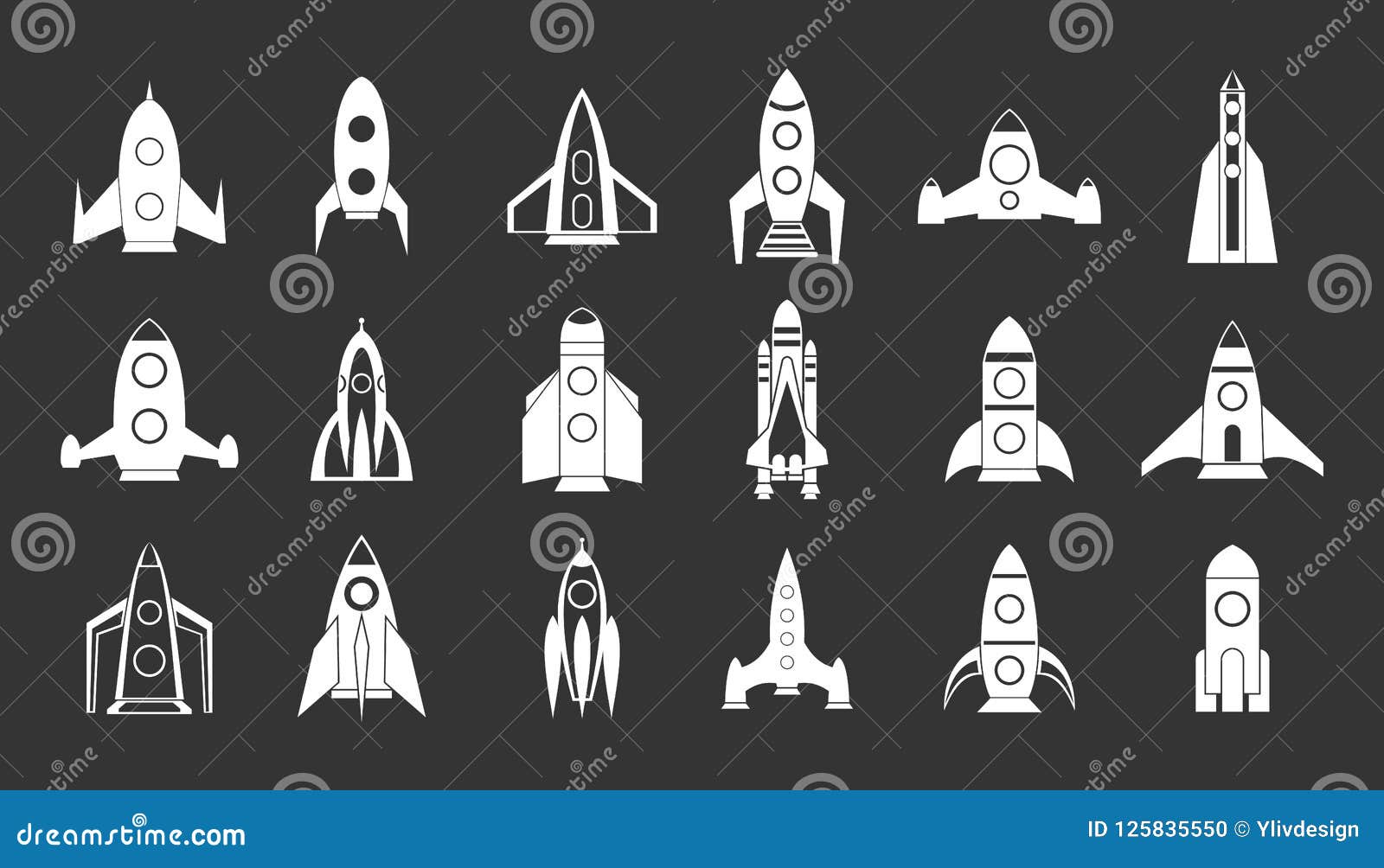 Rocket icon set grey stock illustration. Illustration of emblem - 125835550