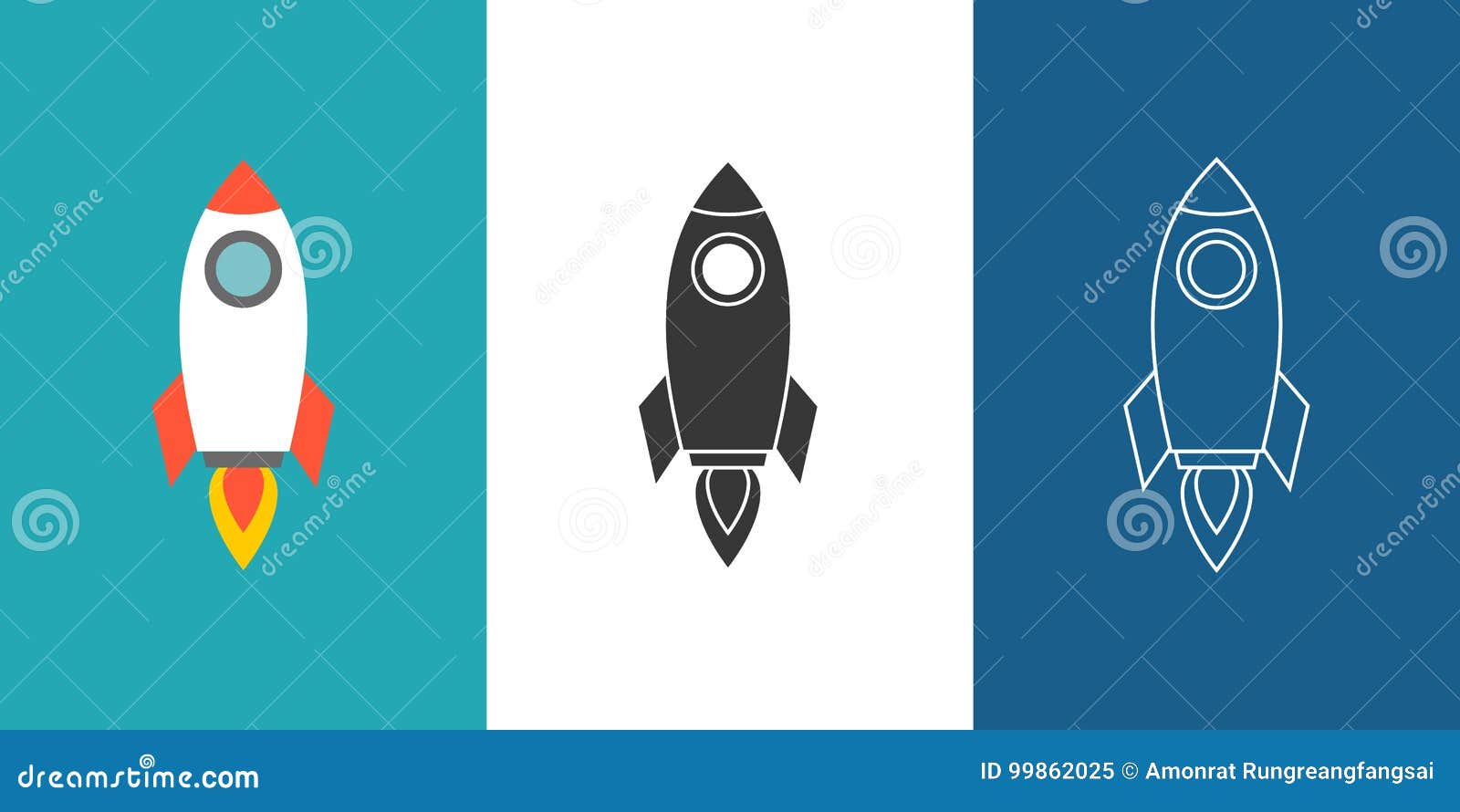 Rocket icon set stock vector. Illustration of spacecraft - 99862025