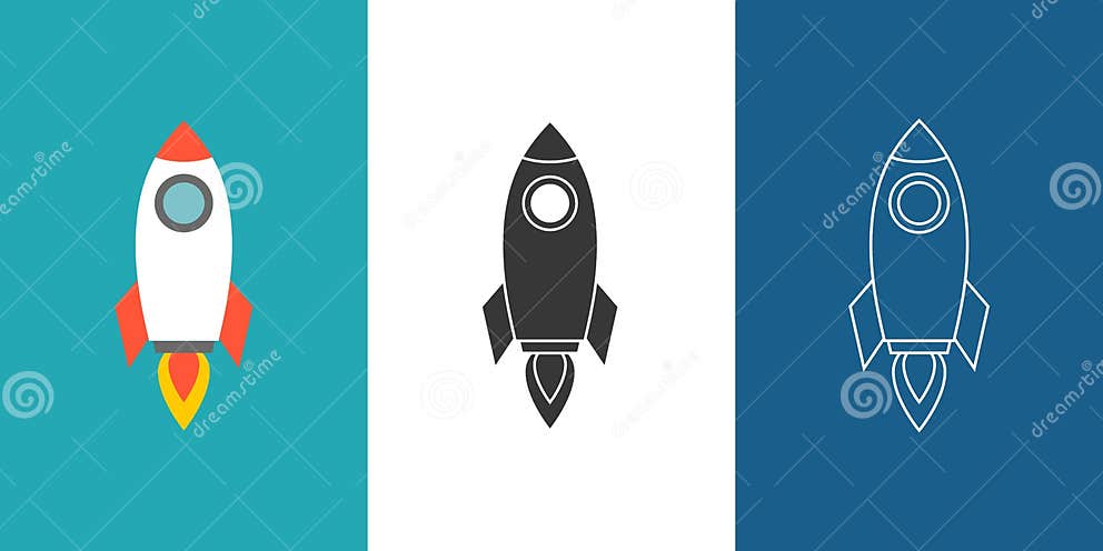 Rocket icon set stock vector. Illustration of spacecraft - 99862025