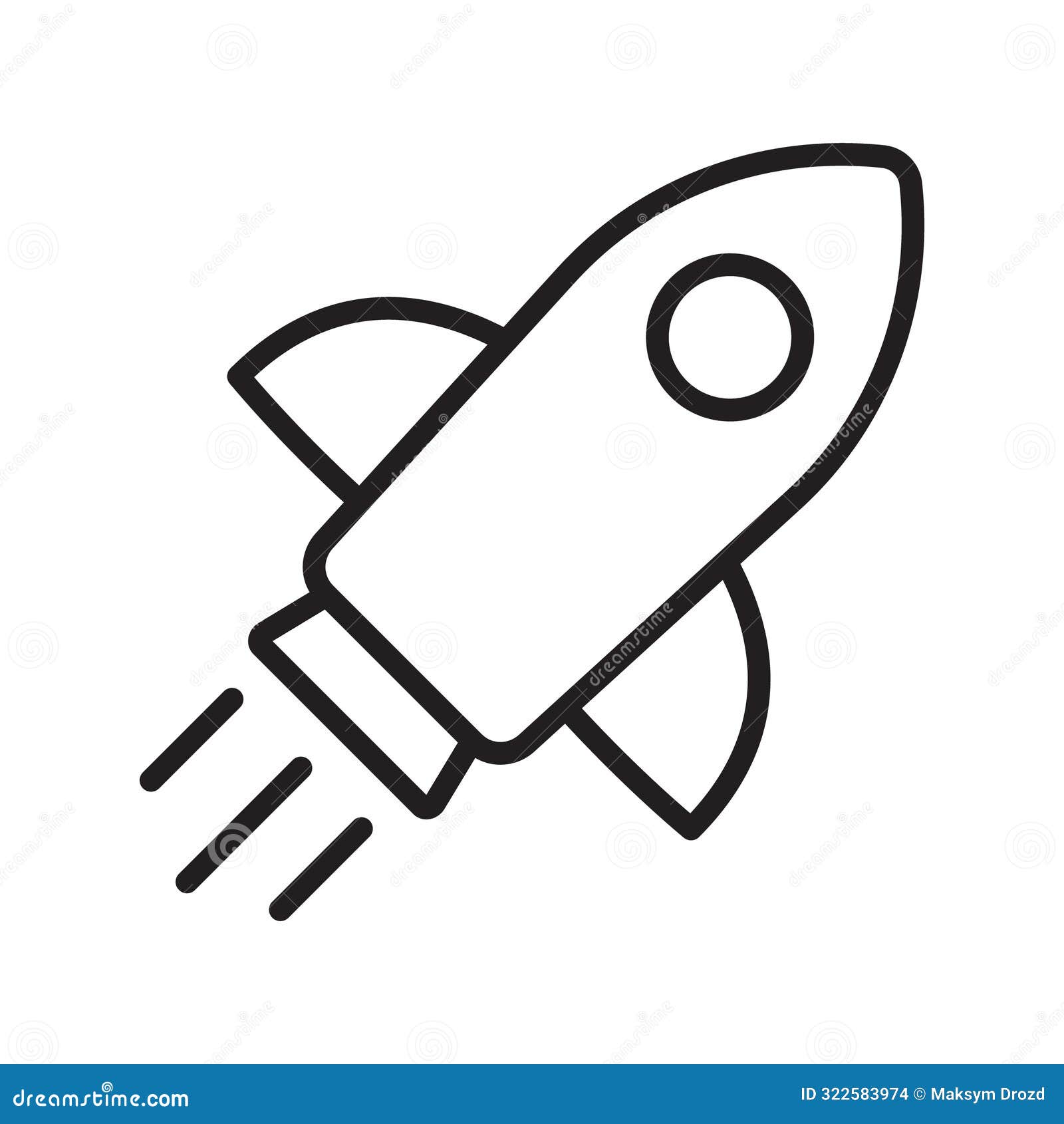 Rocket Icon. Simple Outline Rocket Sign. Rocket Launched Icon Stock ...
