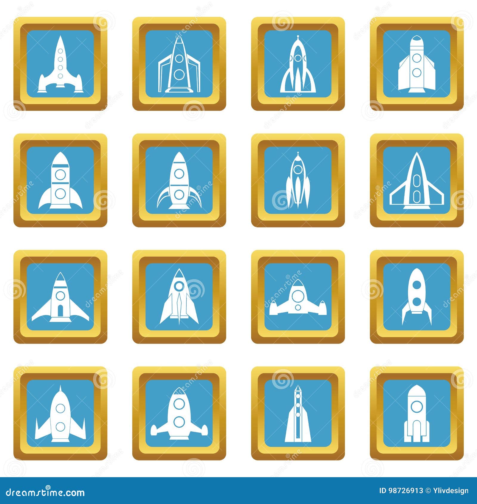 Rocket icons azure stock vector. Illustration of fire - 98726913