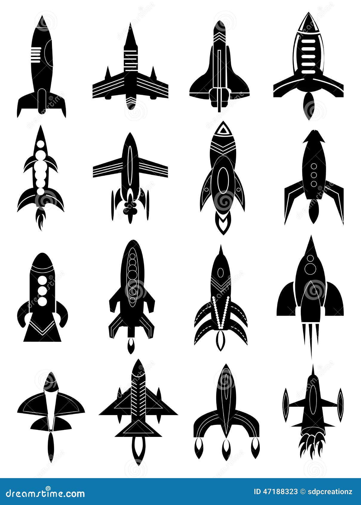 Rocket icons set stock vector. Illustration of design - 47188323