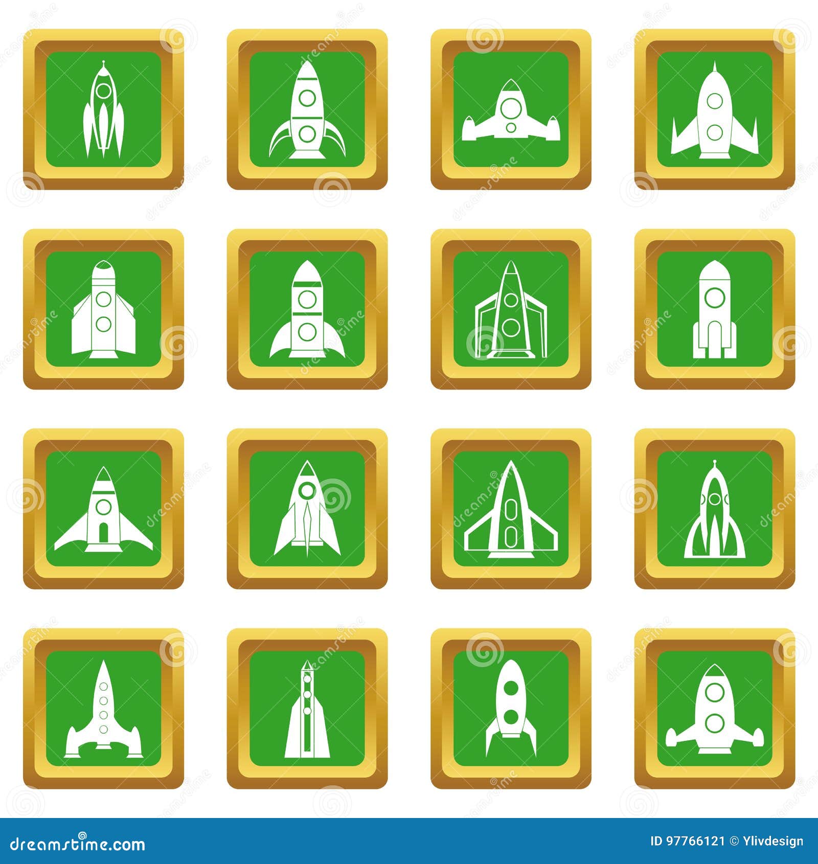 Rocket icons set green stock vector. Illustration of futuristic - 97766121