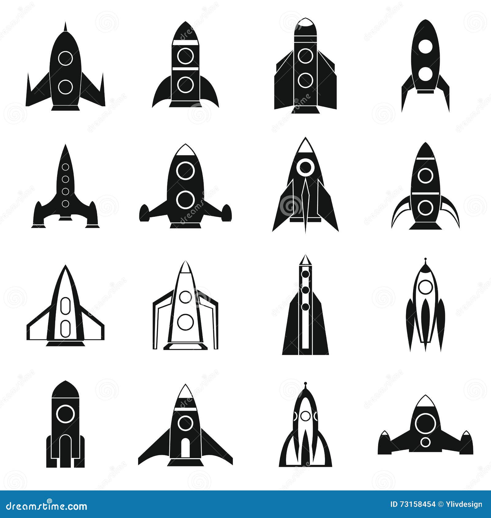 Rocket Icons Set, Simple Style Stock Vector - Illustration of launch ...