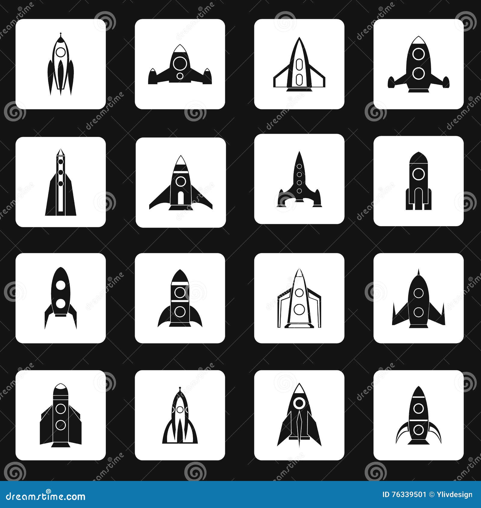 Rocket Icons Set, Simple Style Stock Vector - Illustration of orbit ...