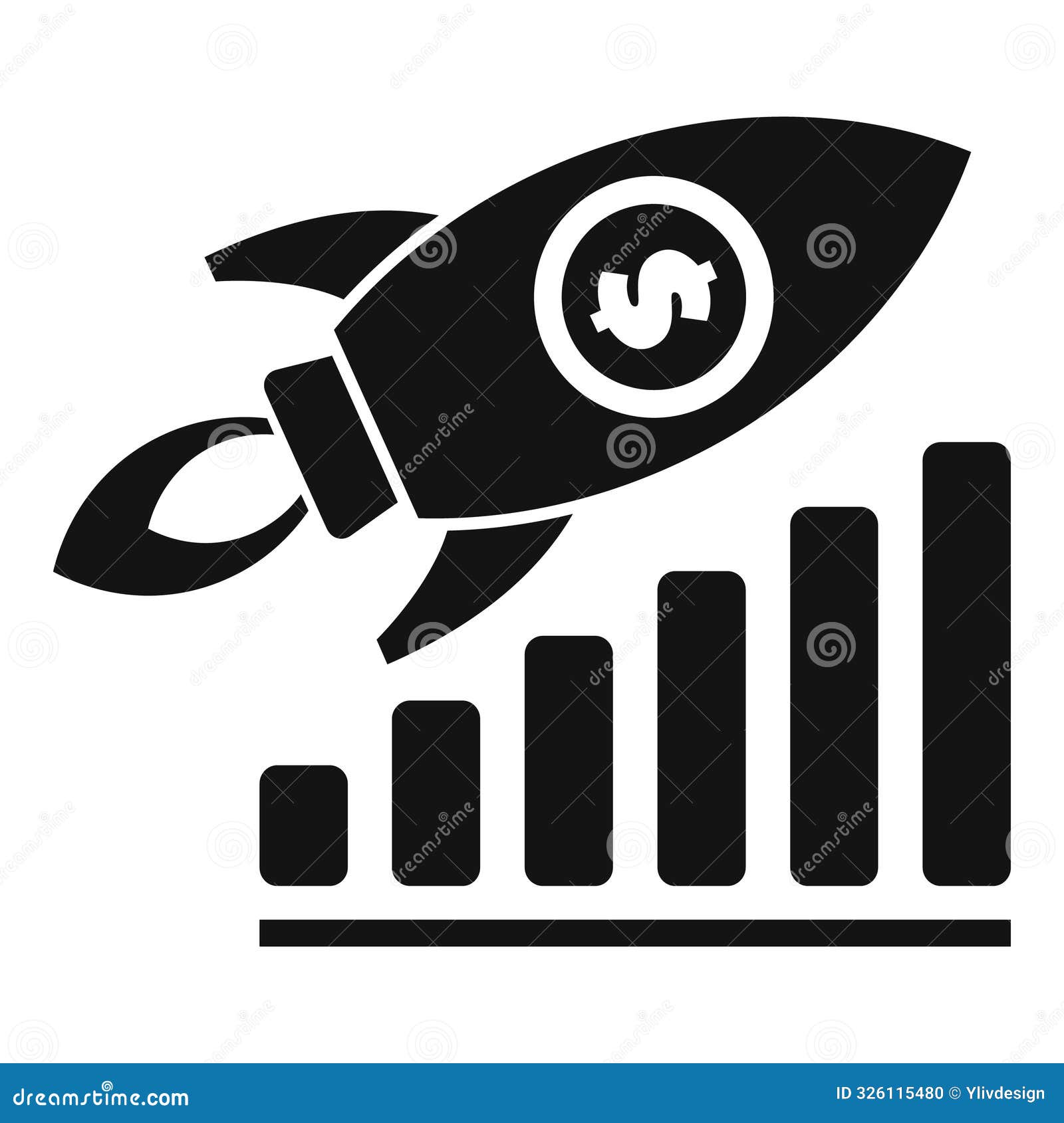 Rocket Increasing Business Growth with a Bar Graph Stock Illustration ...