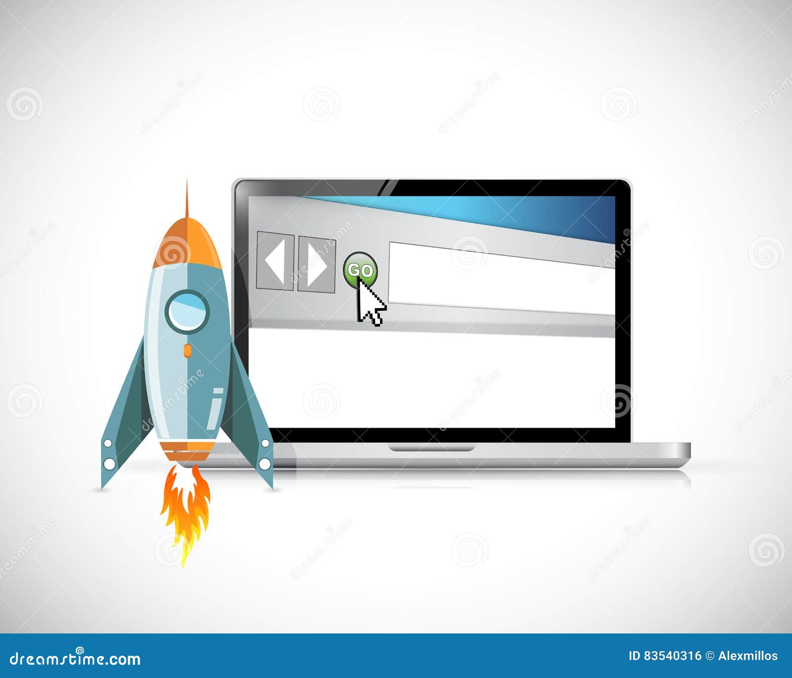 Rocket and Internet Computer Concept Stock Illustration - Illustration ...