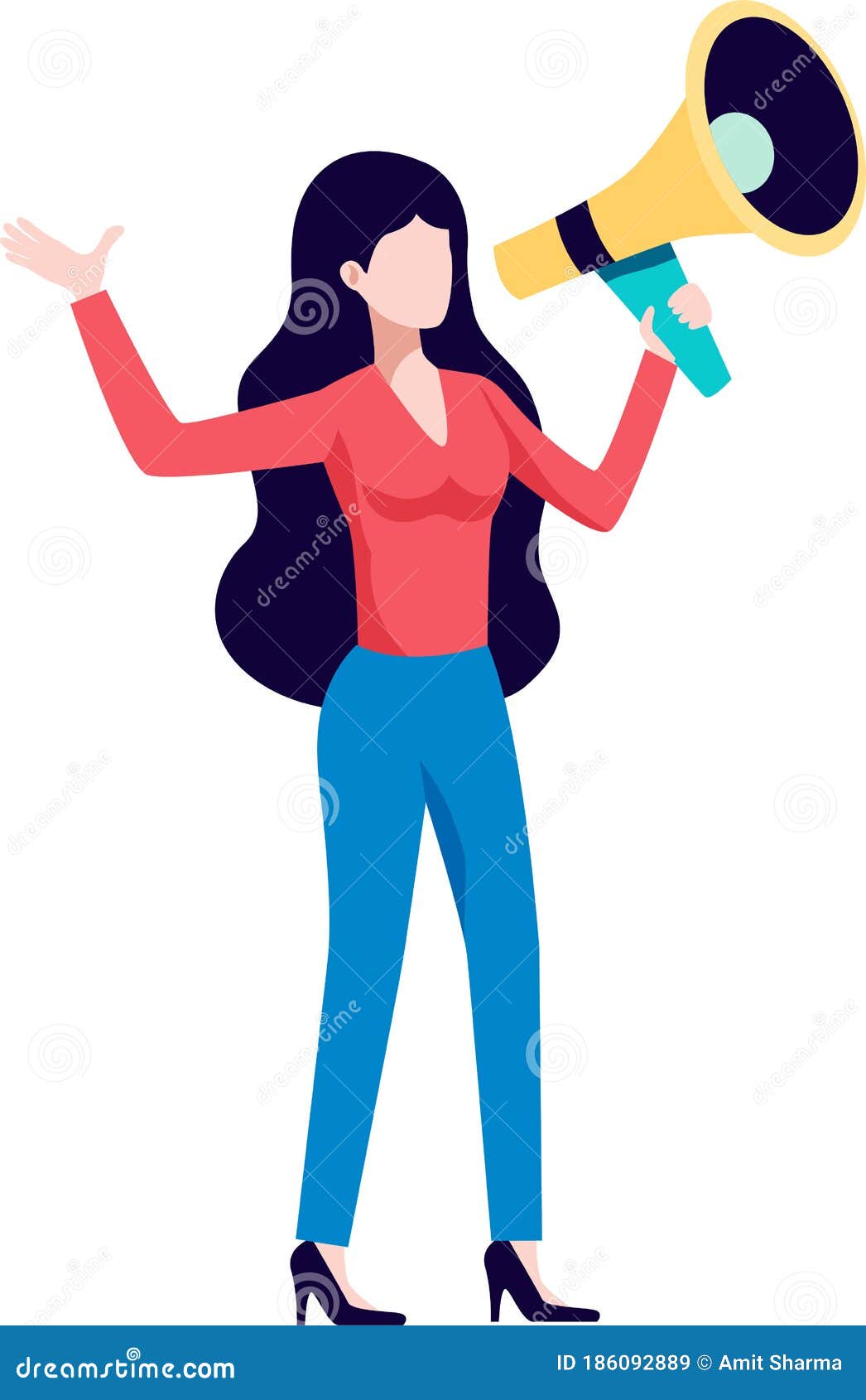 Business Woman Making Public Announcement. Cartoon Vector ...