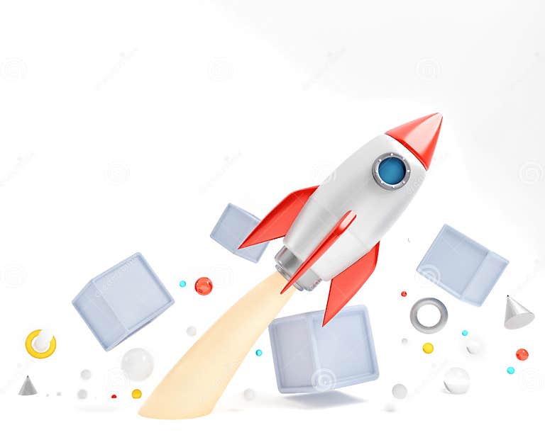 Rocket Isolated on White Background, Developer Concept and Accelerator ...