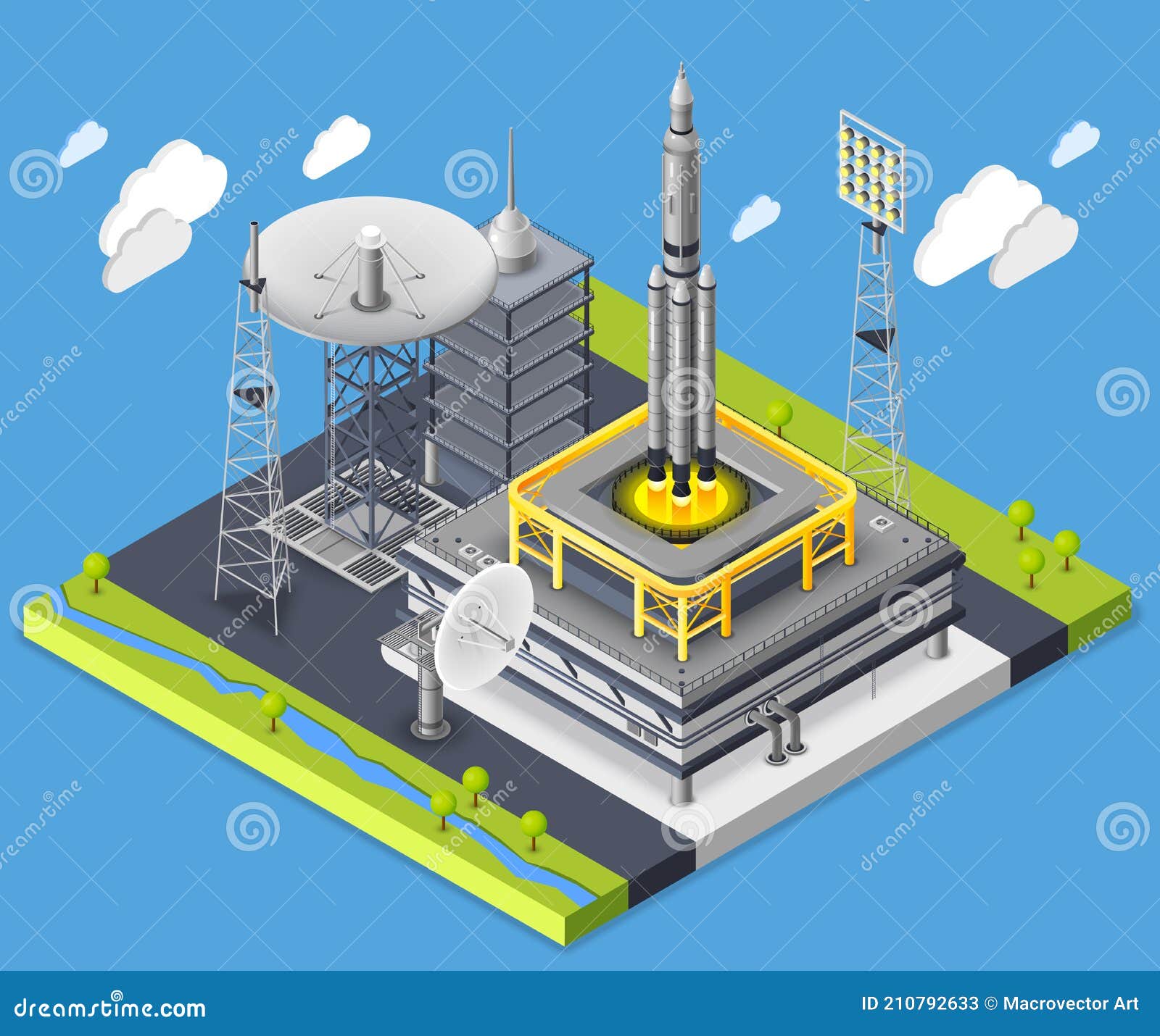 Rocket Isometric Composition Stock Vector - Illustration of elements ...