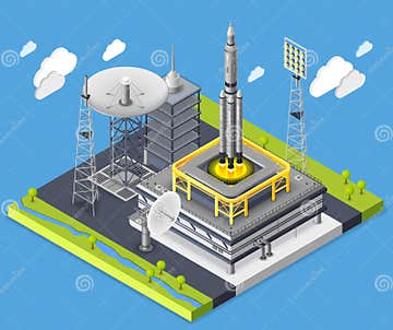 Rocket Isometric Composition Stock Vector - Illustration of center ...