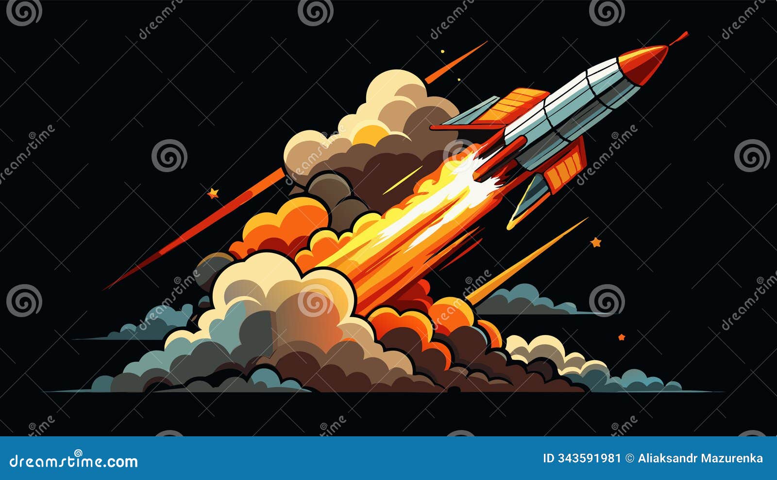 Missile Effect, Rocket Fire Trails With Black Smoke, Spacecraft Startup ...