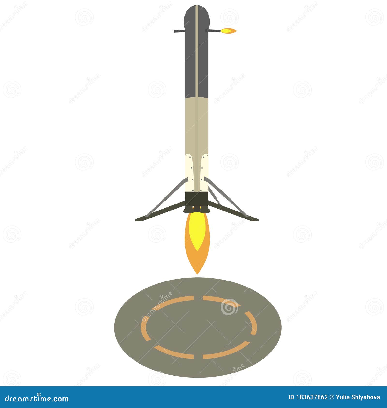 Landing Of The SpaceX Lunar Starship On The Moon Vector Illustration ...