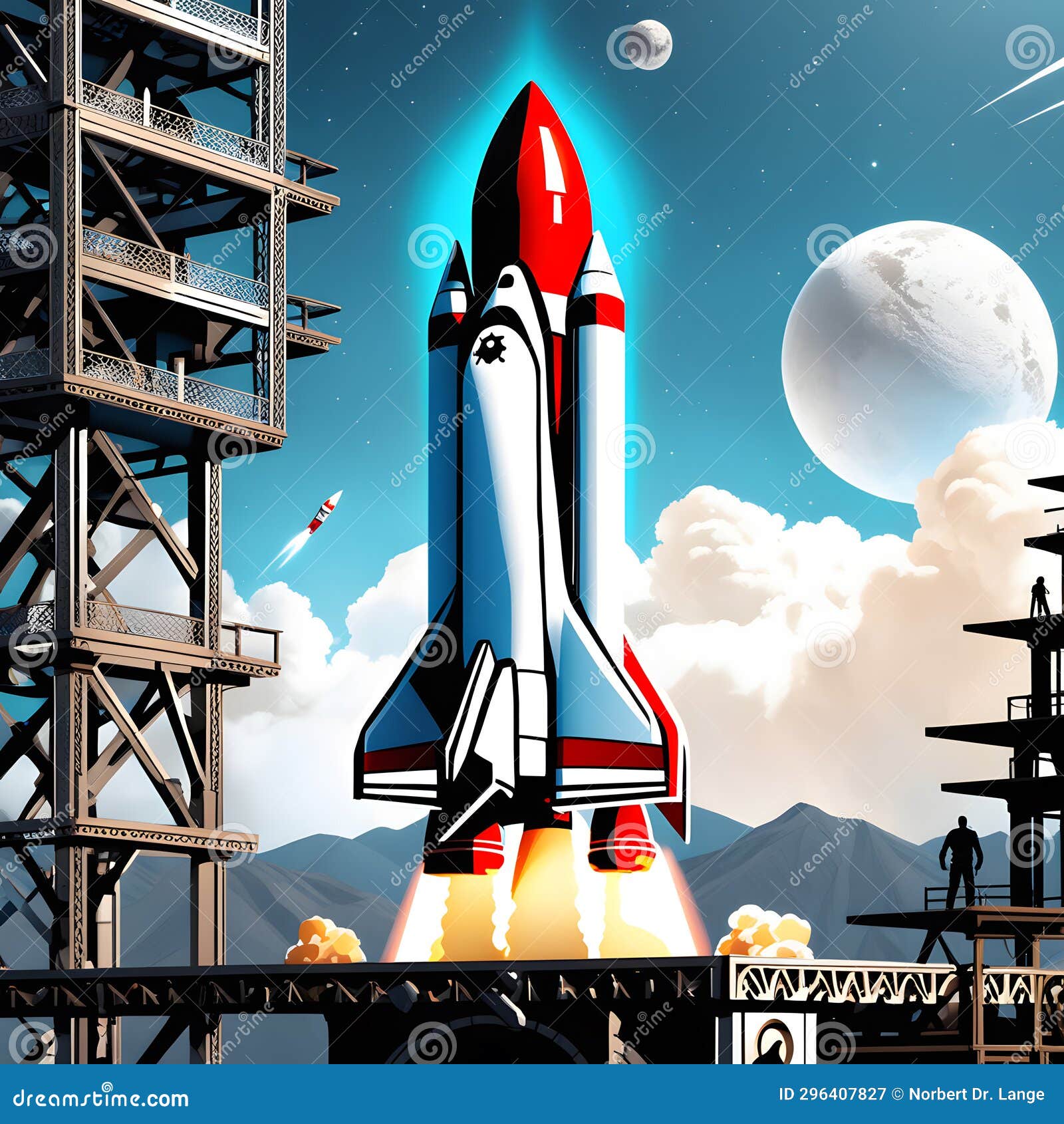 Rocket Launch, AI-Generatet Stock Illustration - Illustration of travel ...