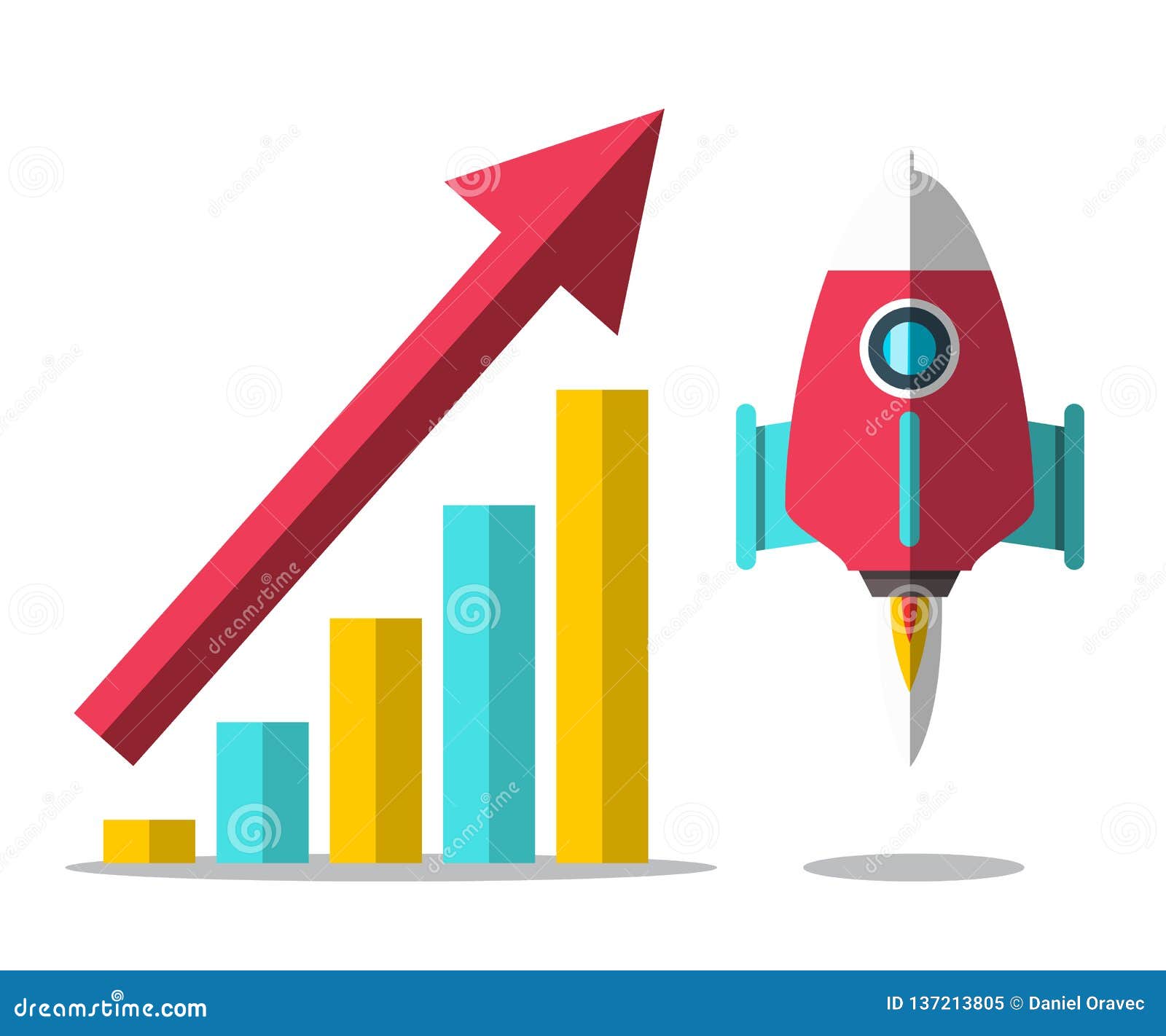 Rocket Launch with Arrow and Success Graph Stock Vector - Illustration ...