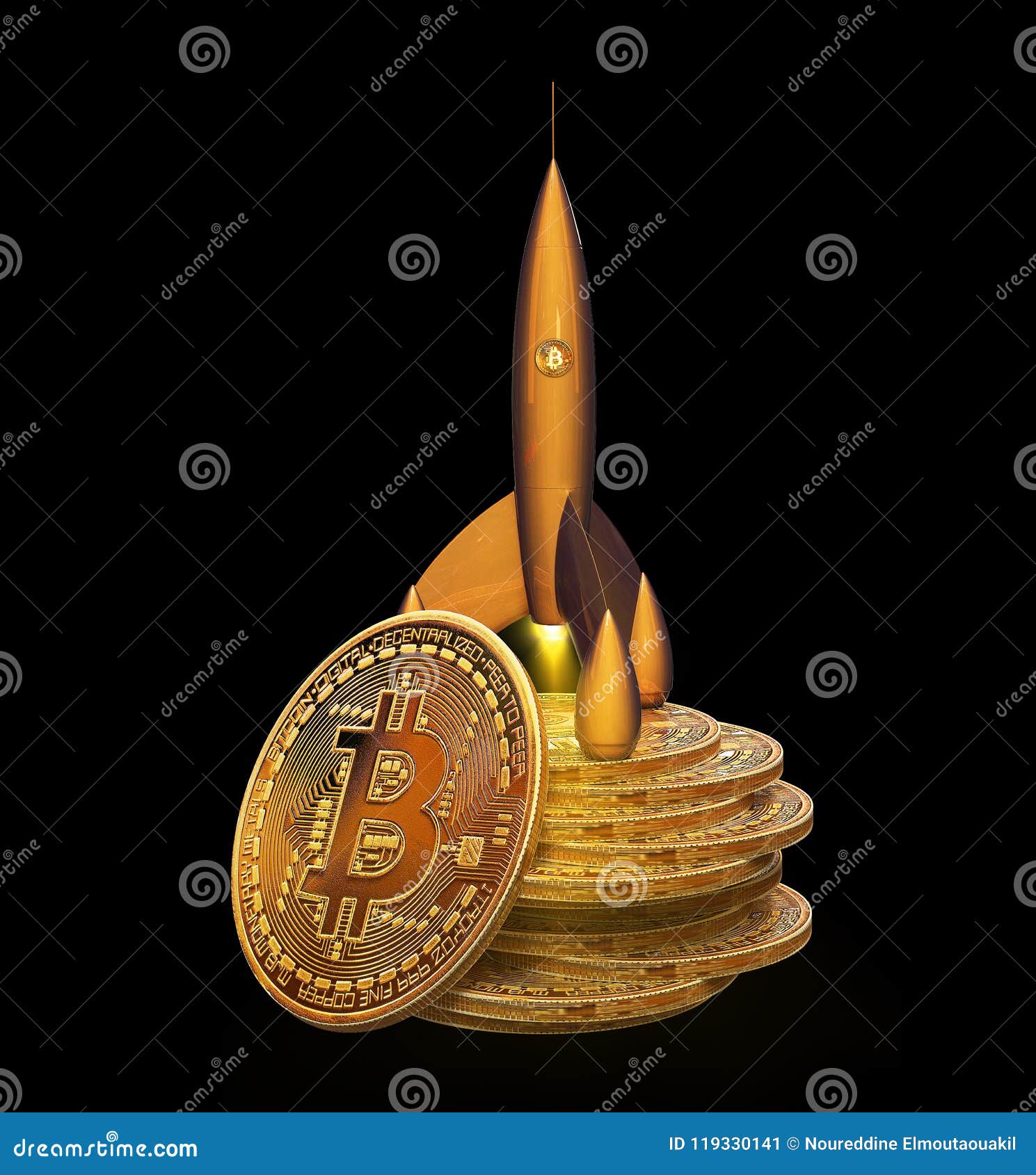 Rocket Launch of the Bitcoin Stock Illustration - Illustration of ...