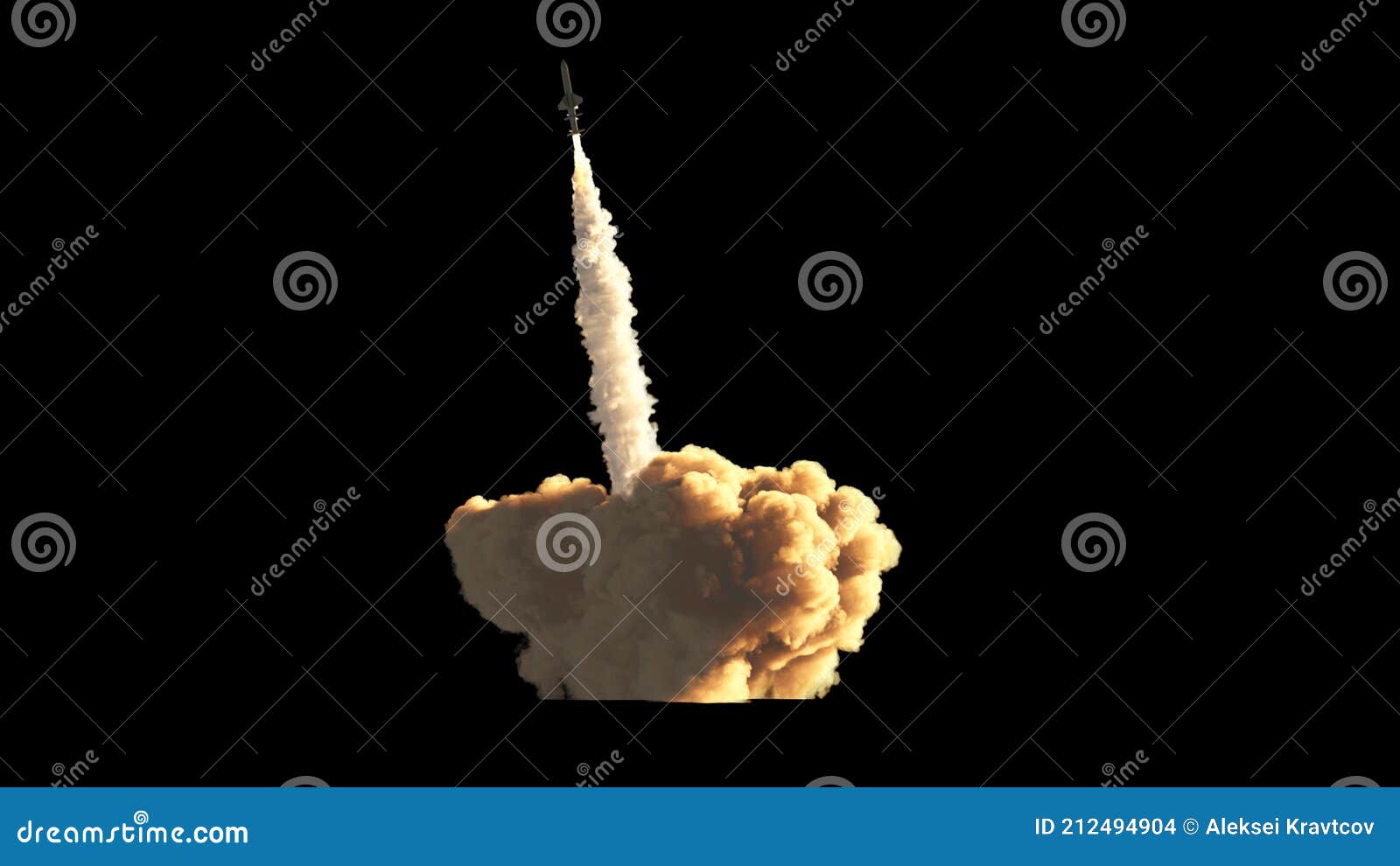 Rocket Launch on Black Background Stock Illustration - Illustration of ...