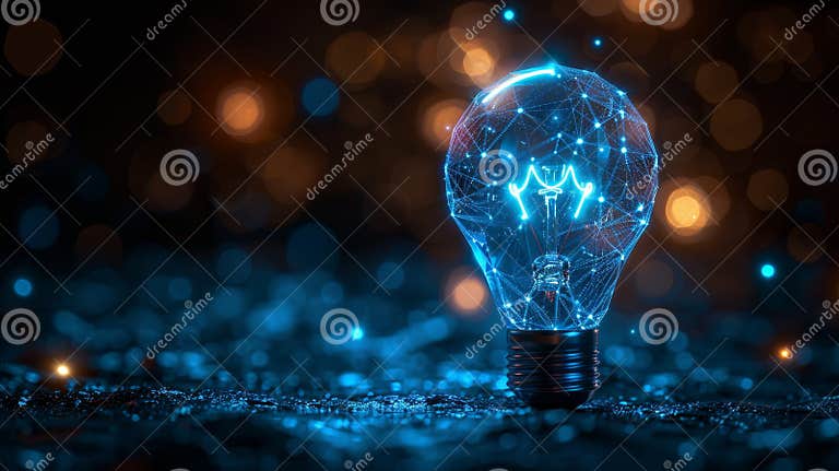 Rocket Launch. Blue Glowing Light Bulb Rocket Launch. Low Poly Style ...