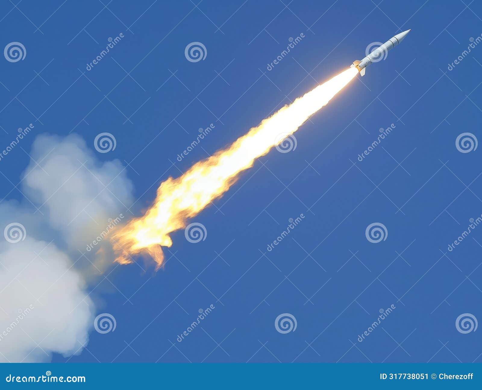 Rocket Launch into Blue Sky Stock Image - Image of launchpad, blast ...