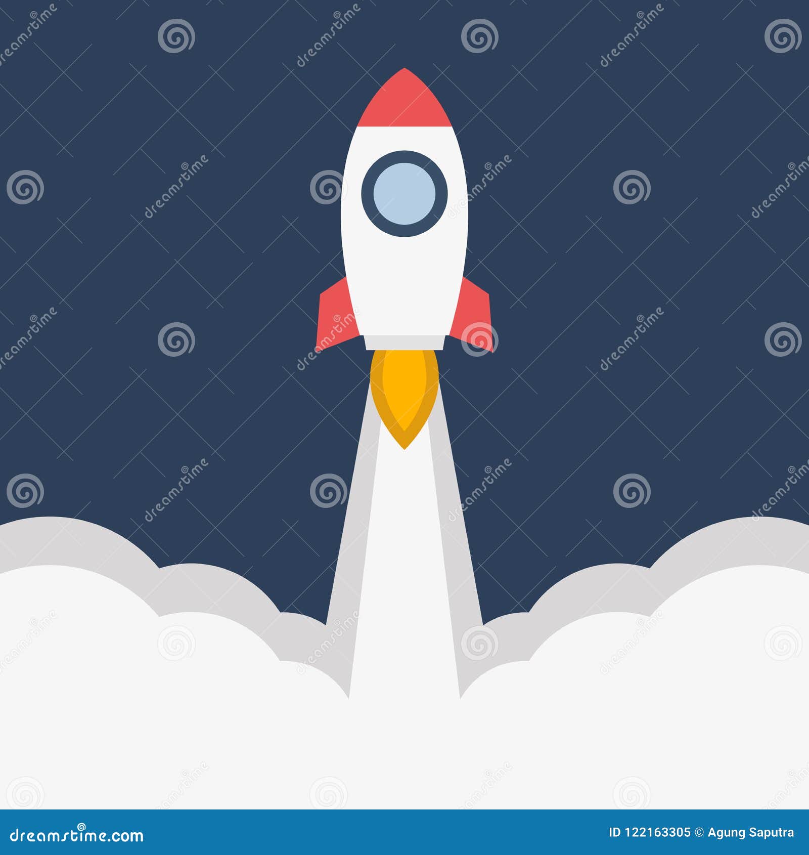 Flat Design Concept for Rocket Launch Stock Vector - Illustration of ...