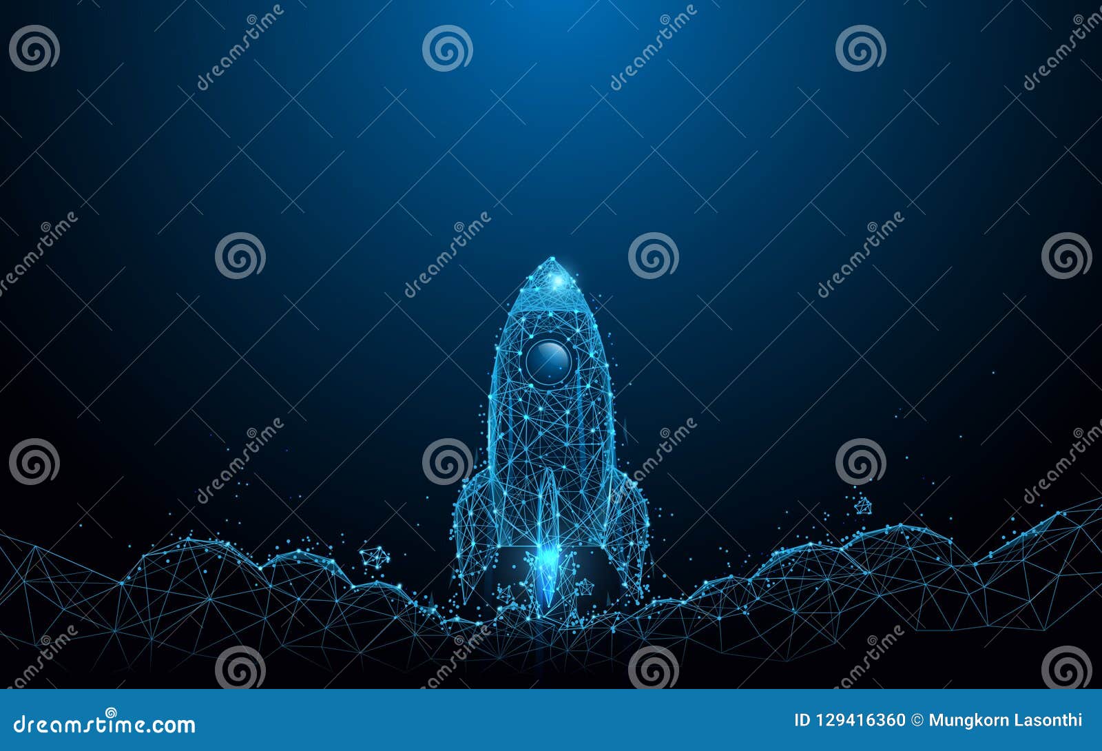 Rocket Launch. Business Startup Concept Form Lines, Triangles and ...