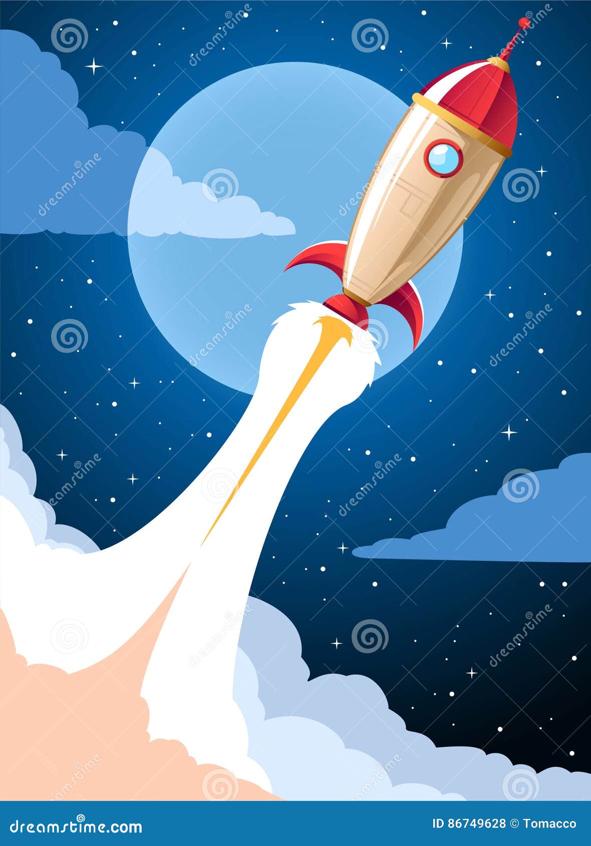 Rocket launch cartoon stock illustration. Illustration of technology ...