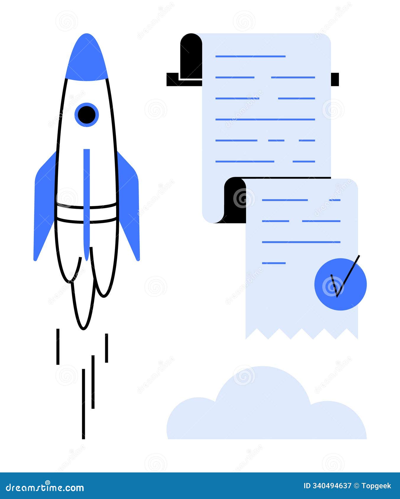 Rocket Launch with Checklist and Cloud Symbolizing Startup Success and ...