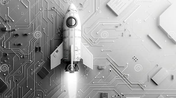 Rocket Launch on Circuit Board Stock Illustration - Illustration of science, futuristic: 337725192