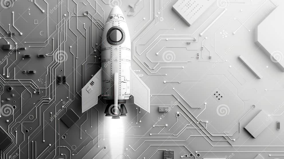 Rocket Launch on Circuit Board Stock Illustration - Illustration of ...