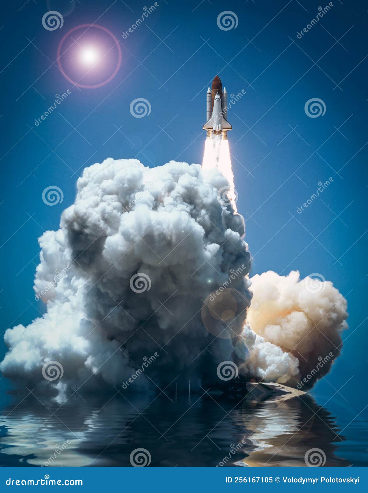 A Rocket Launch with Clouds of Smoke. the Elements of this Image ...