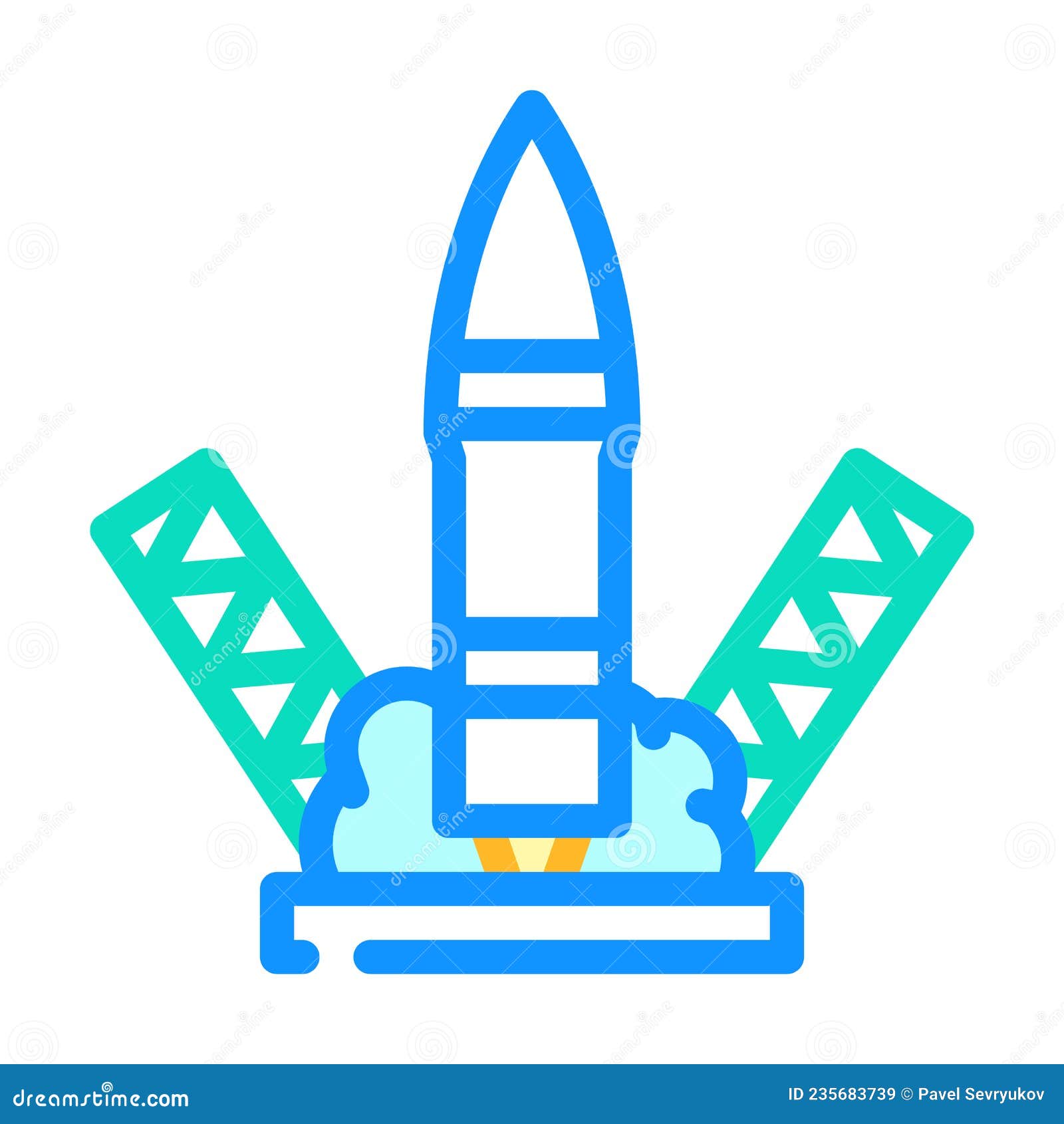 Rocket Launch Color Icon Vector Illustration Stock Vector ...