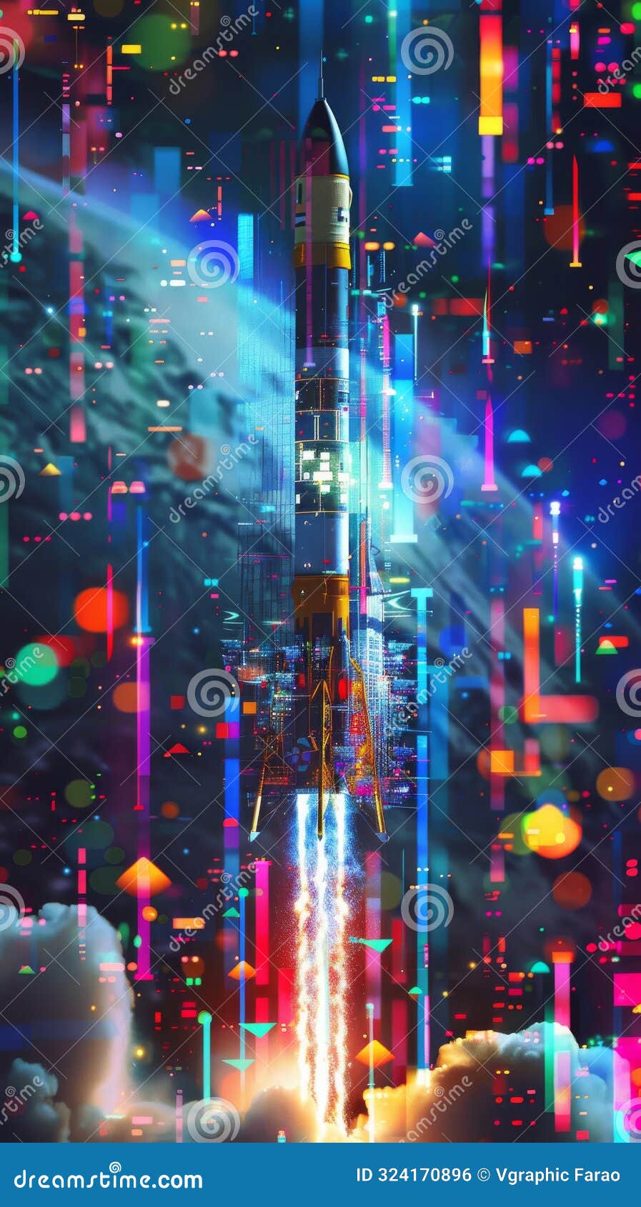 Colorful Futuristic Animation Of Sci-fi Endless Tunnel On The Black ...