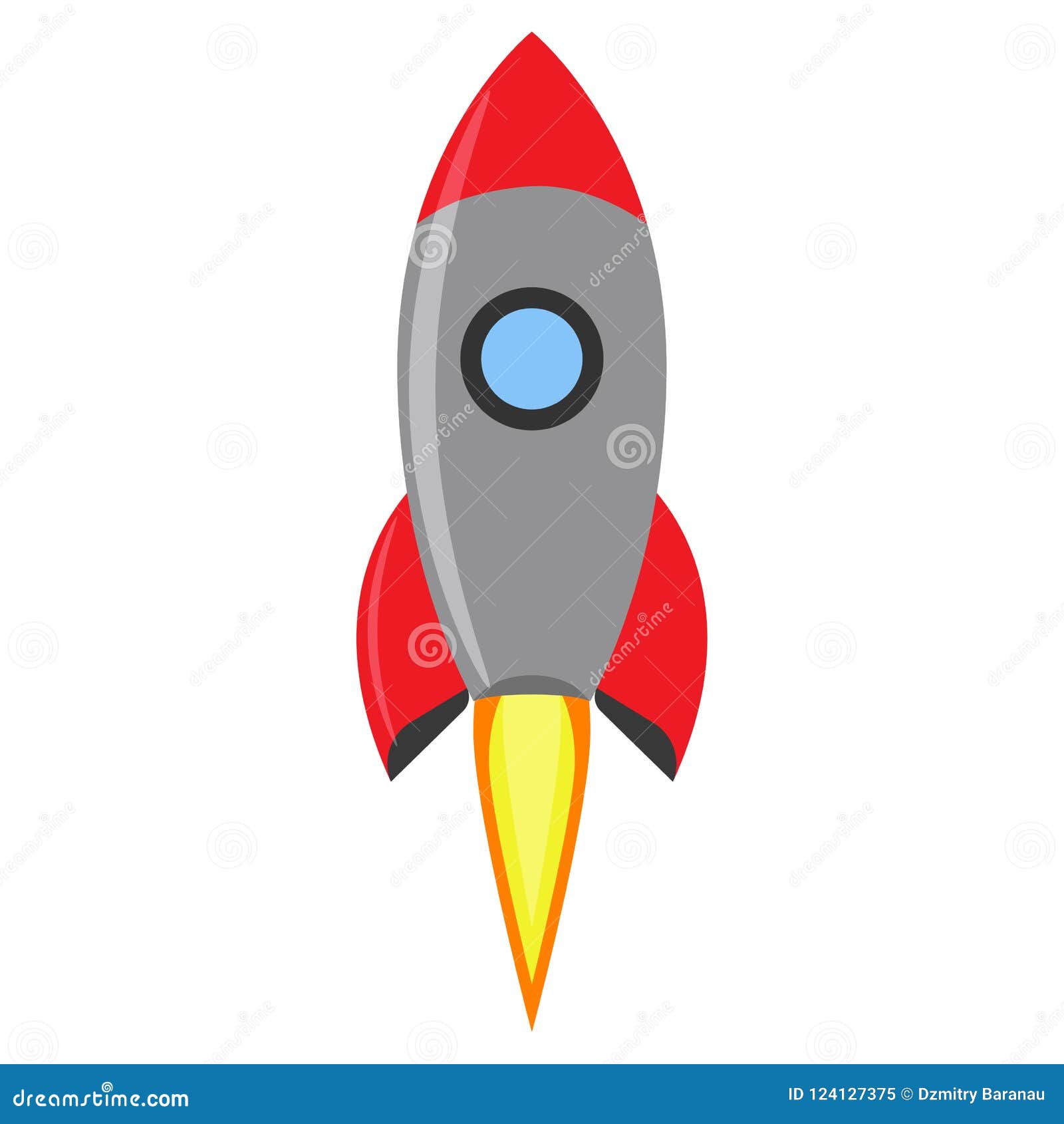 Rocket Launch Creative Space Vector. Flight Idea Symbol Red Spaceship ...