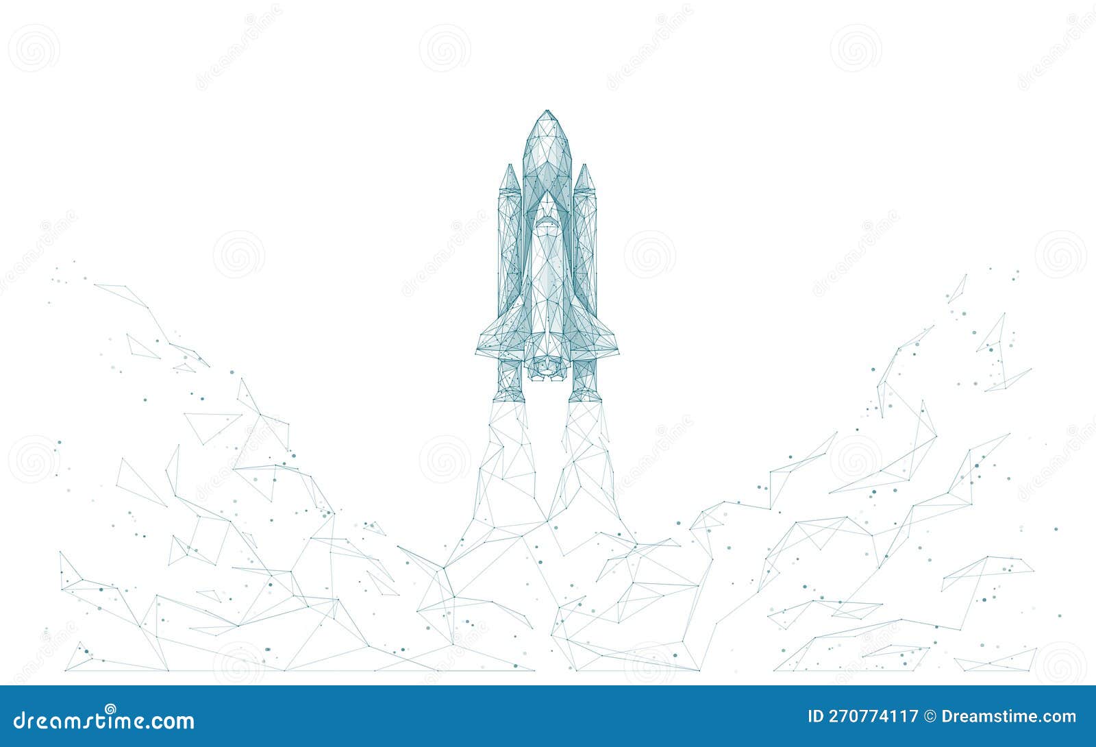 Rocket Launch. Digital Space Shuttle from Polygons and Lines. Stock ...