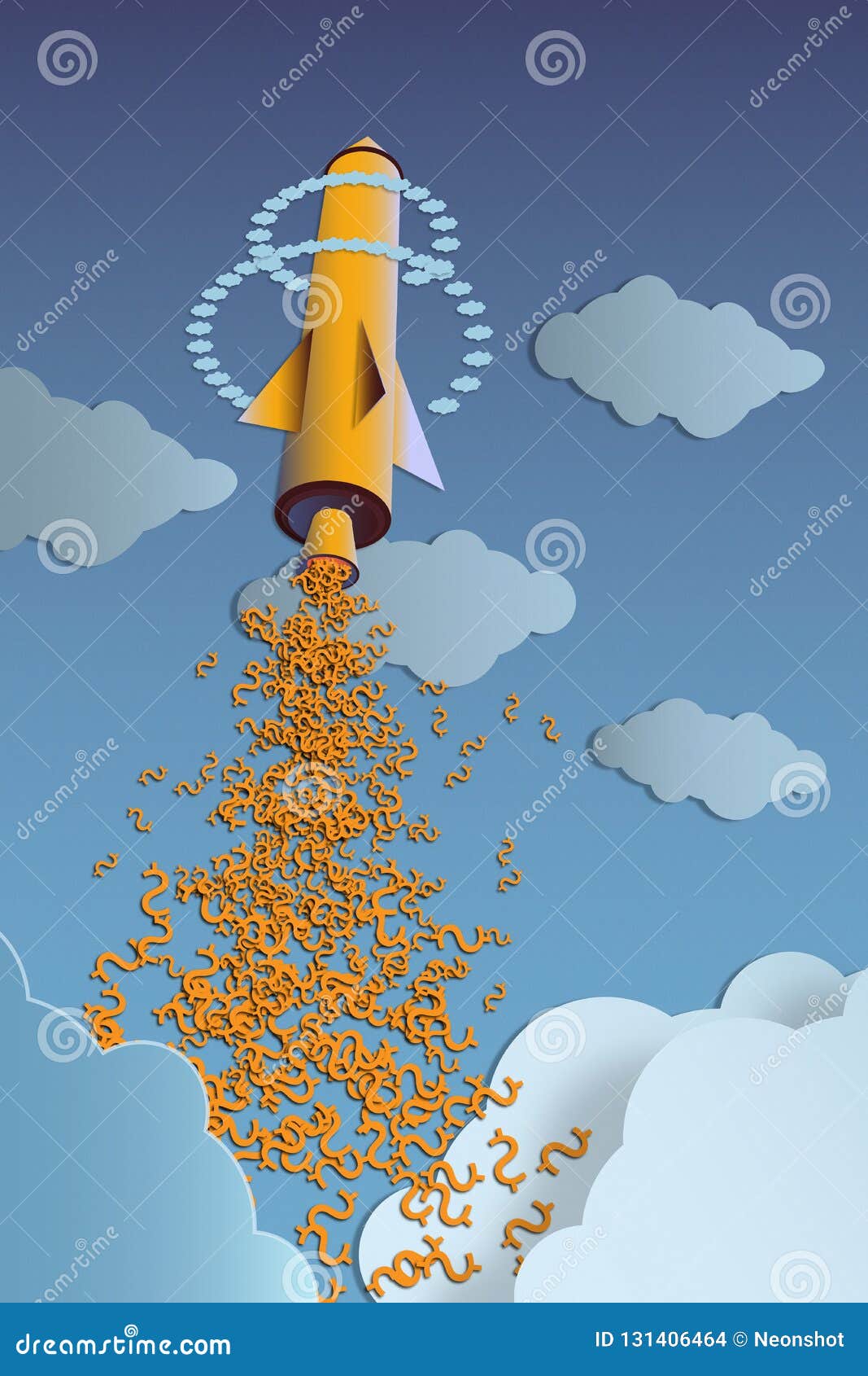 Rocket Launch with Dollar Signs. Stock Illustration - Illustration of ...
