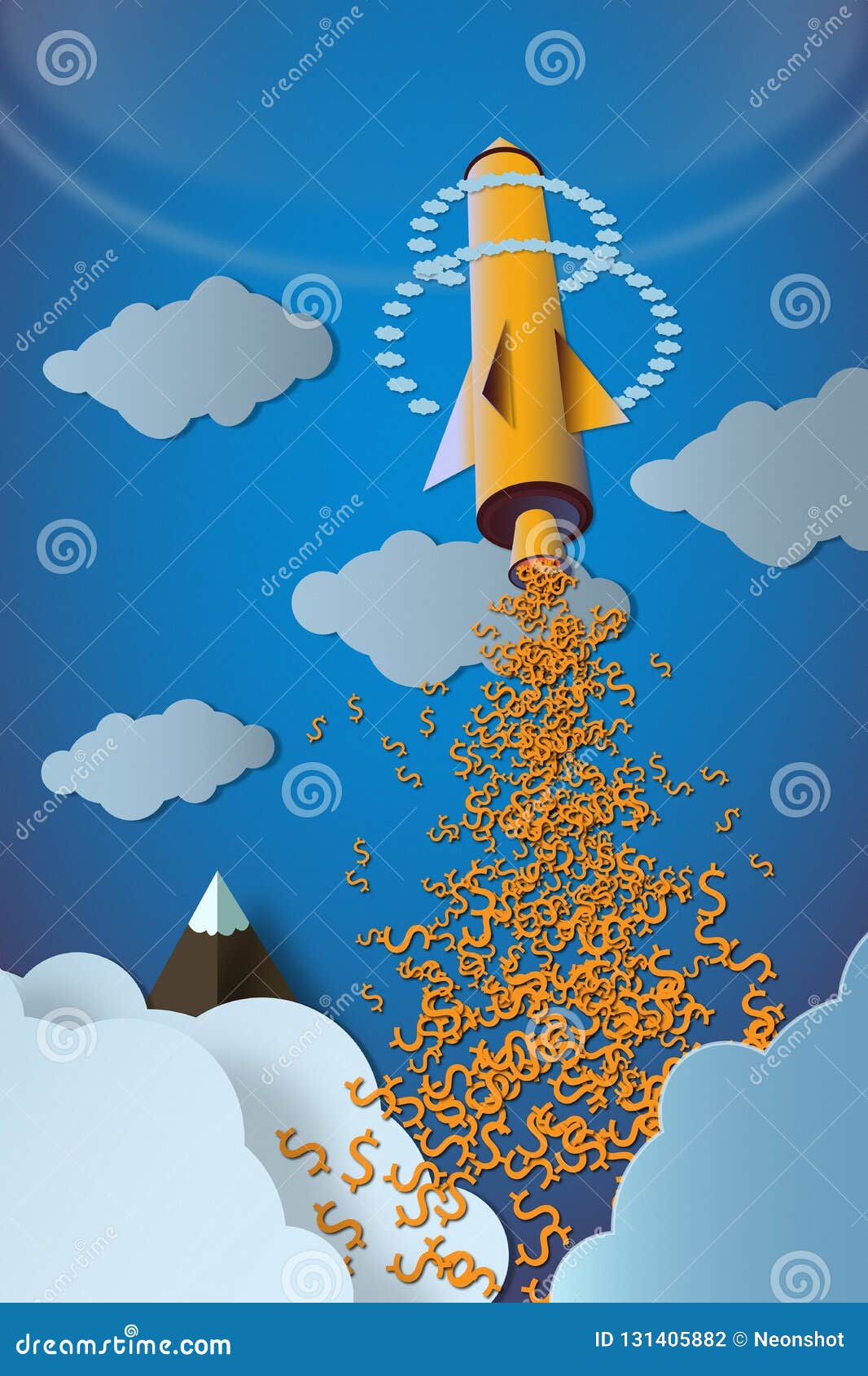 Rocket Launch with Dollar Signs. Stock Illustration - Illustration of ...