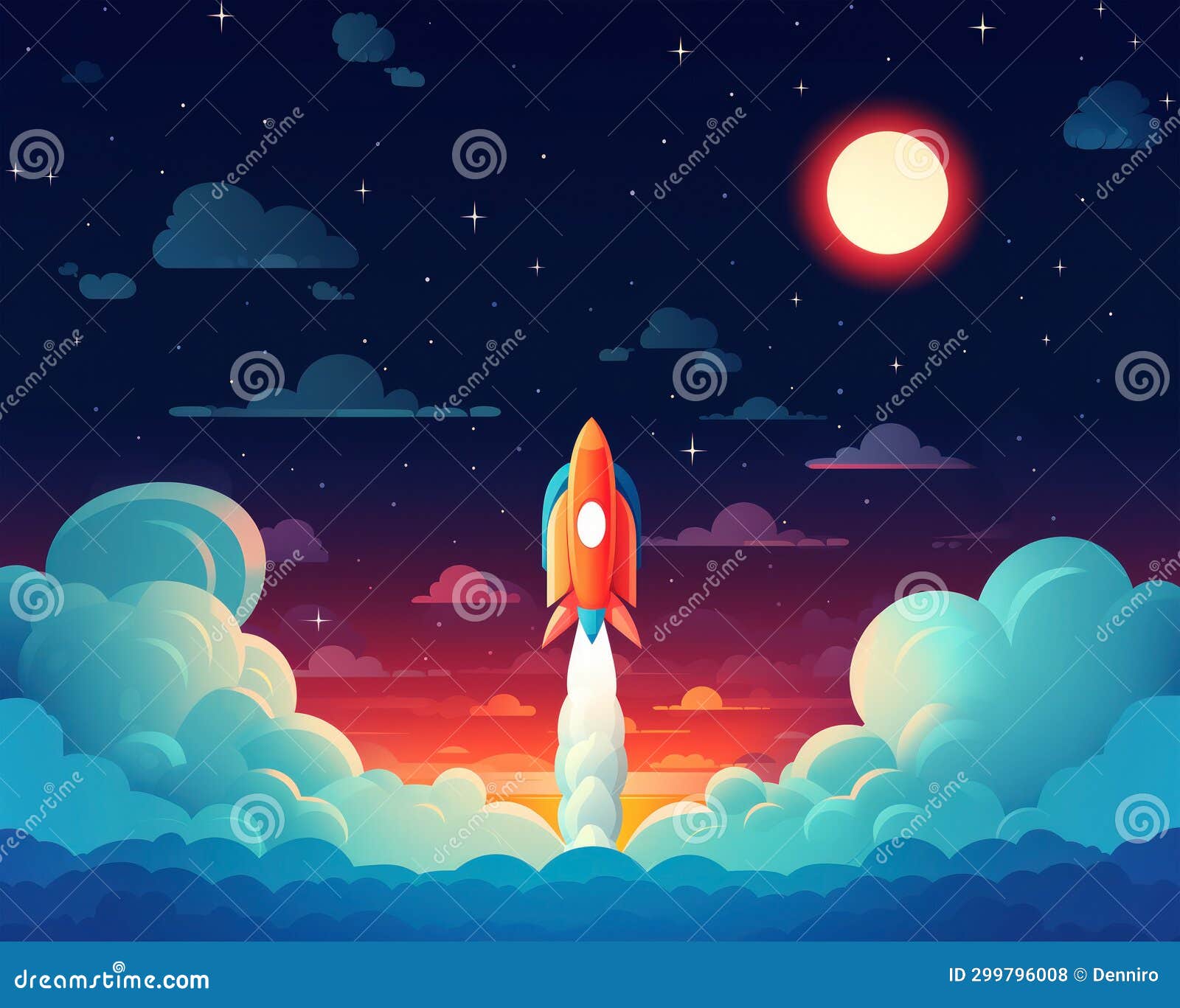 Rocket launch at dusk stock illustration. Illustration of propulsion ...