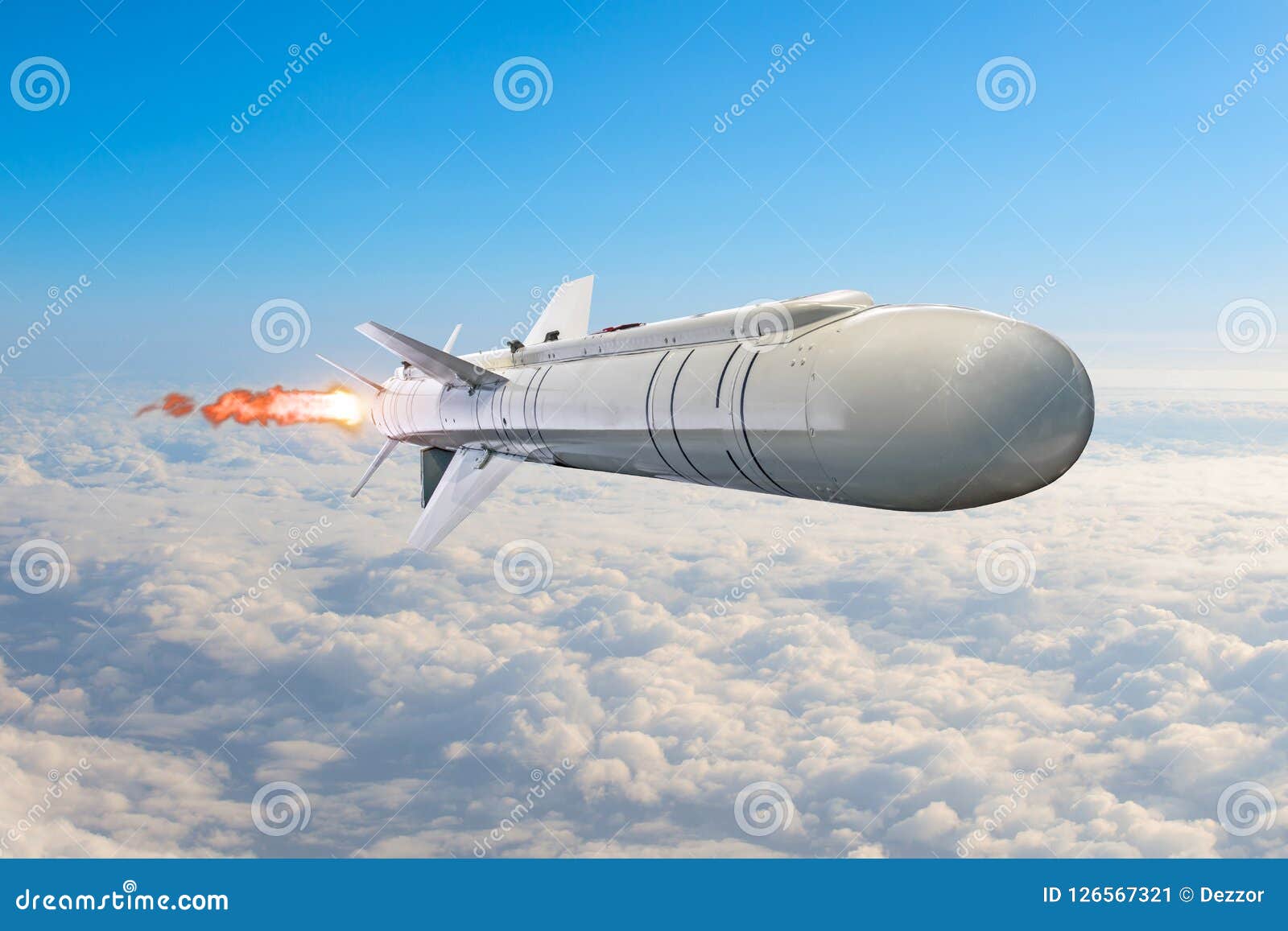 Rocket Launch with Fire Clouds, Large Rocket with Fire and Engines ...