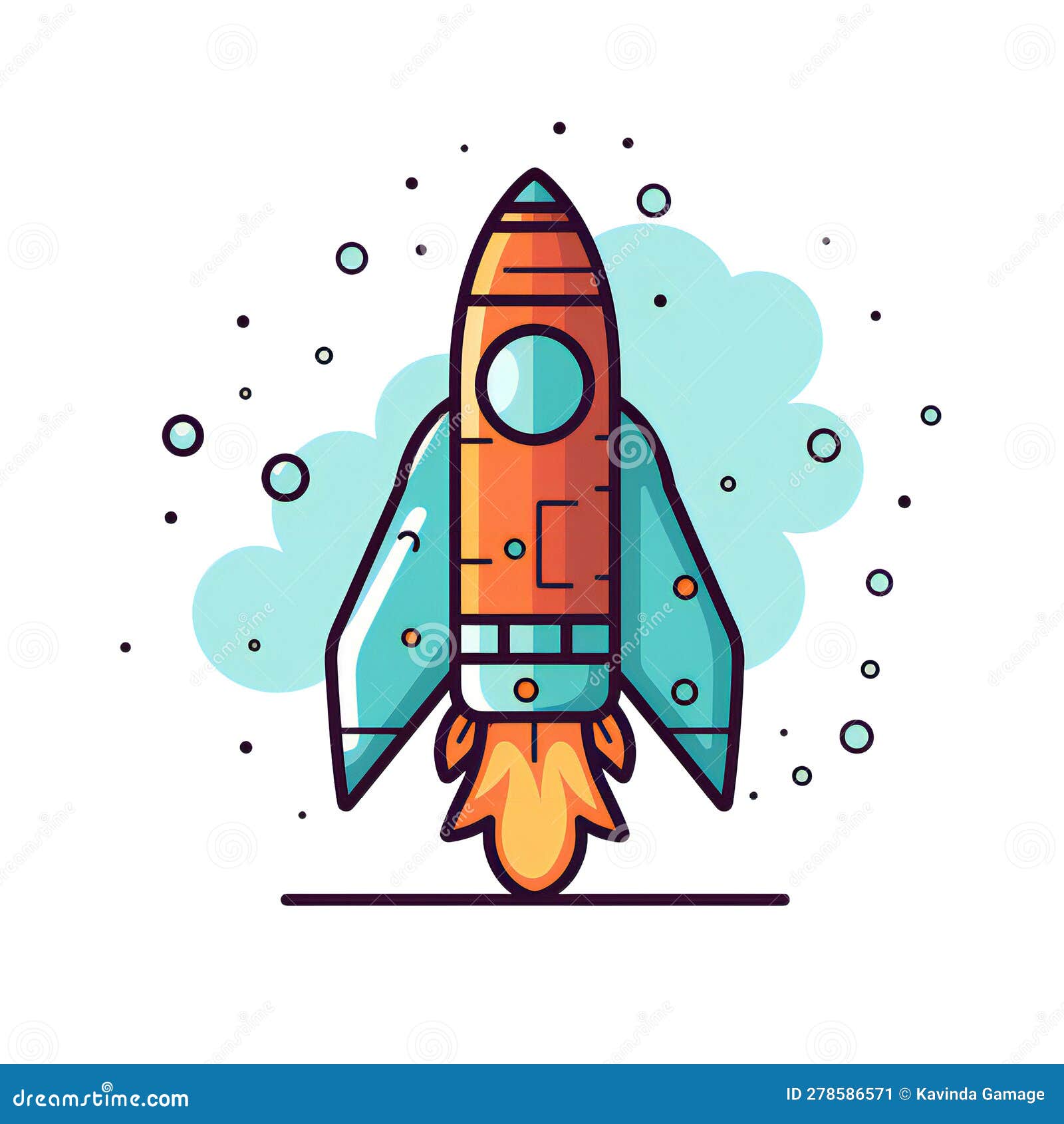 Rocket Launch Flat Design Style in Transparent Background Stock ...