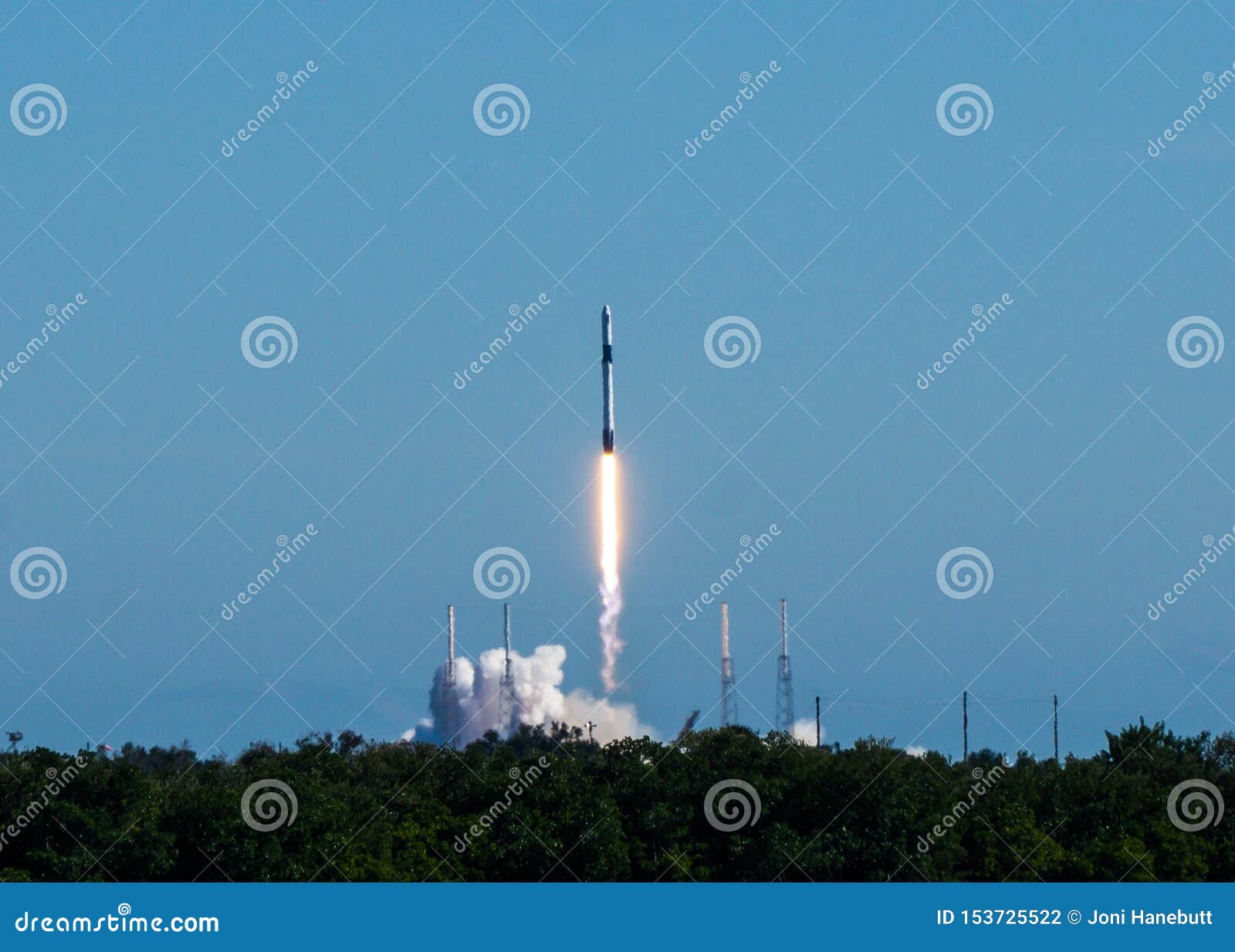 Rocket Launch on a Clear Blue Sky Cloudless Day Stock Photo - Image of ...