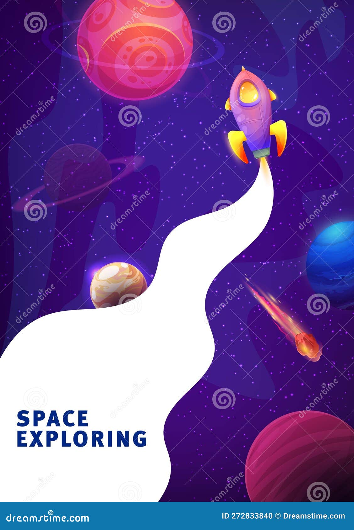 Rocket Launch, Galaxy Space, Landing Page Website Stock Vector ...