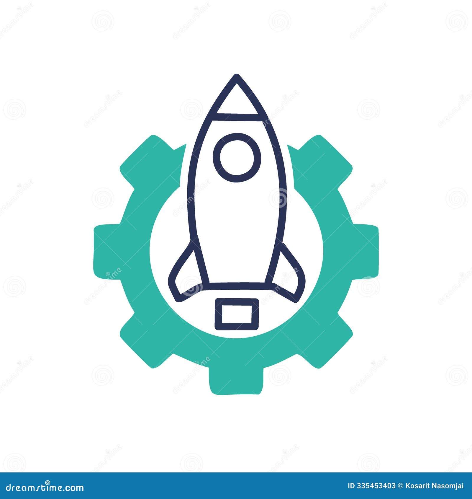 Rocket Launch Gear. Rocket Taking Off within a Gear, Symbolizing ...