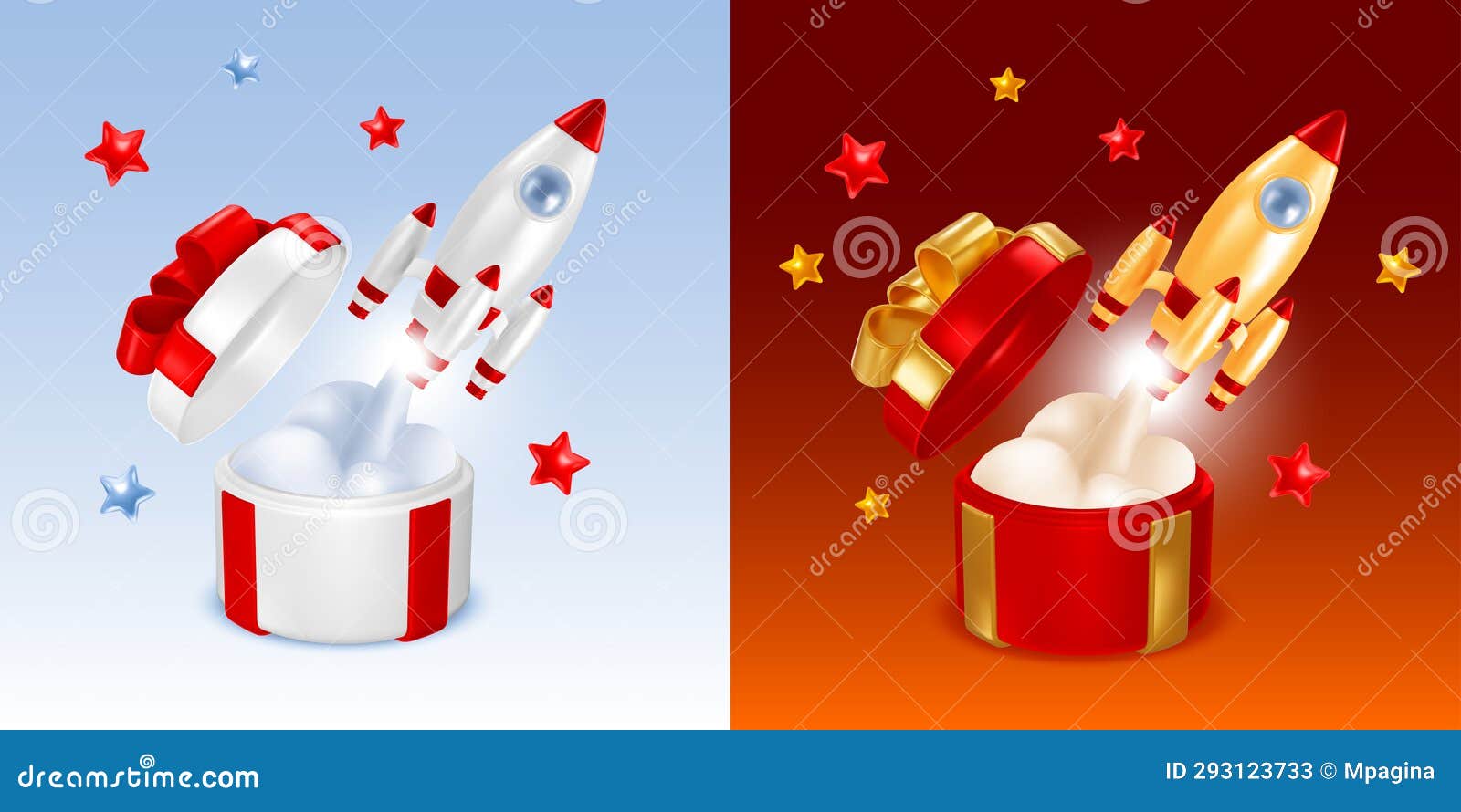 Rocket Launch from Gift Box Stock Vector - Illustration of surprise ...